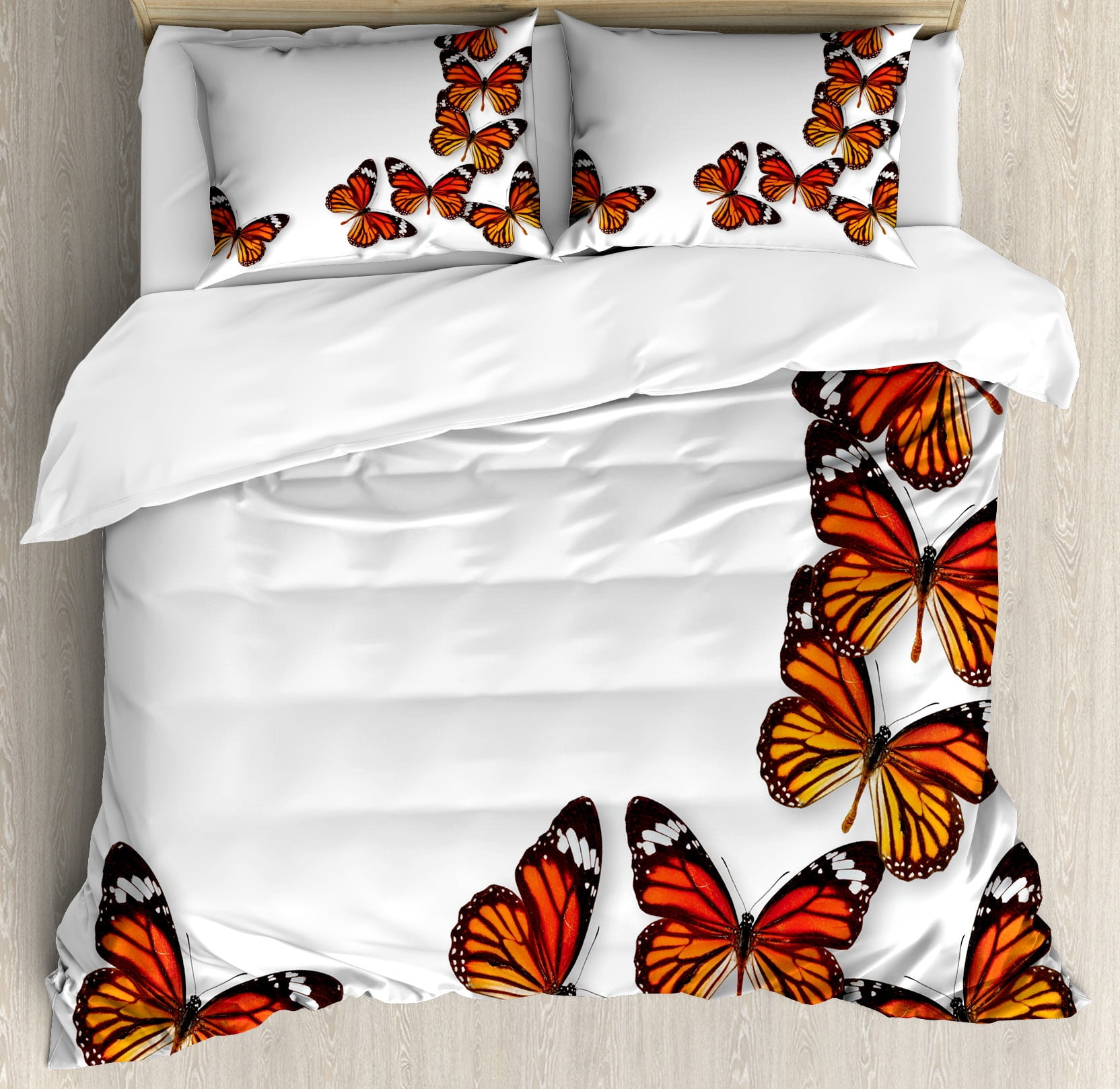 Butterflies Duvet Cover Set, Monarch Butterfly Flying Frame Insect ...