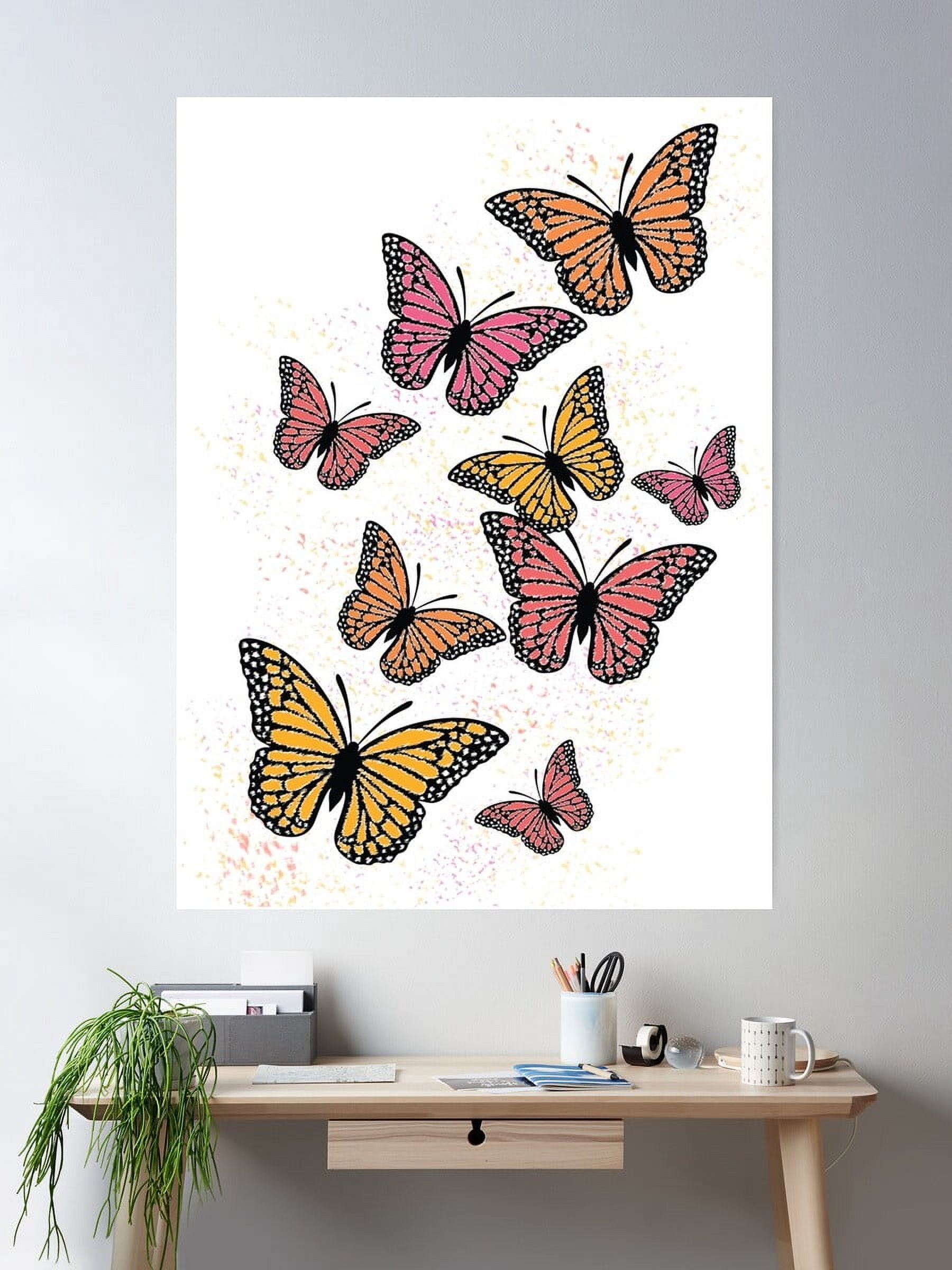 Butterflies Everywhere Poster Wall Art, Modern Wall Decor For Living ...