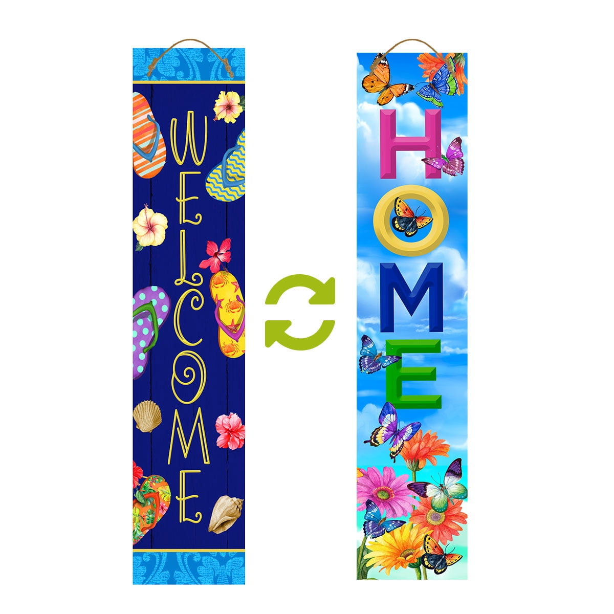 Butterflies Flip Flops Spring Double Sided Reversible Porch Leaner 47 ...