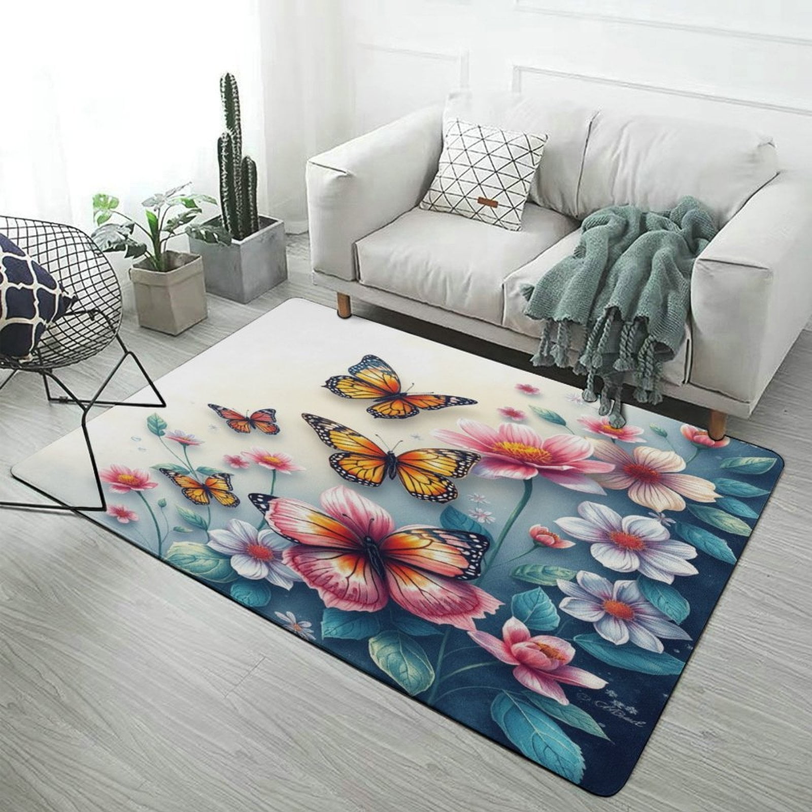 Butterflies Floral Art Light Luxury Home Carpets Living Room Ration ...