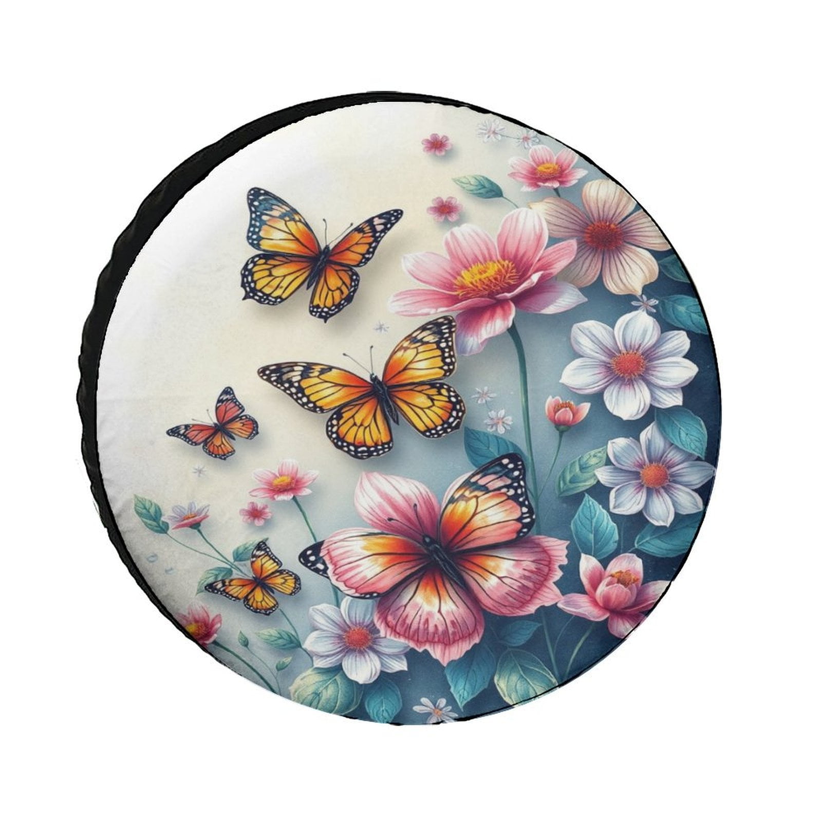 Butterflies Floral Art Spare Tire Cover Weatherproof Wheel Camper ...