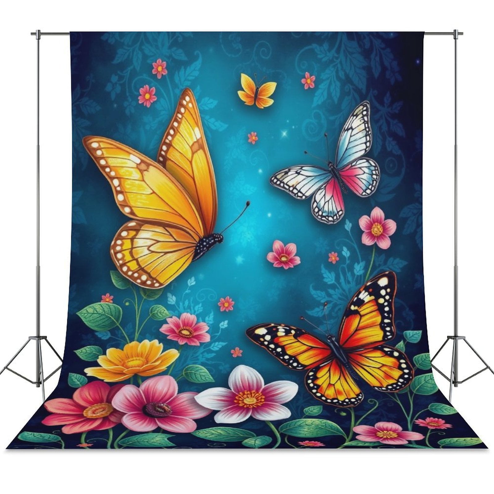 Butterflies Floral Beauty Party Backdrop Birthday Decoration ...