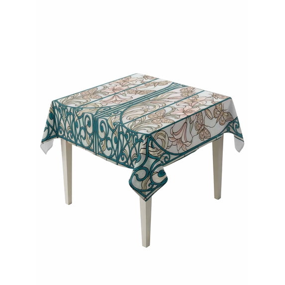 Butterflies Flower Suqare Tablecloth - 54 x 54 Inch, Spring Vintage ...