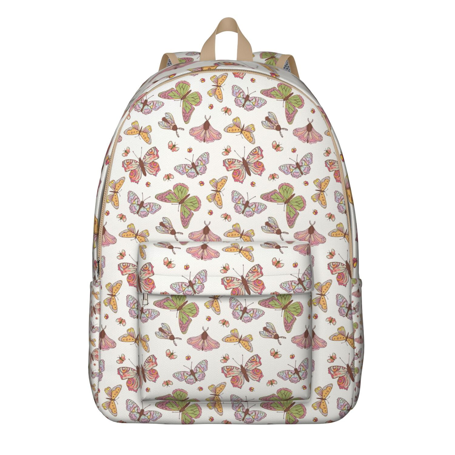 Butterflies and Flowers Artistic Pattern Backpack – Lightweight Travel ...