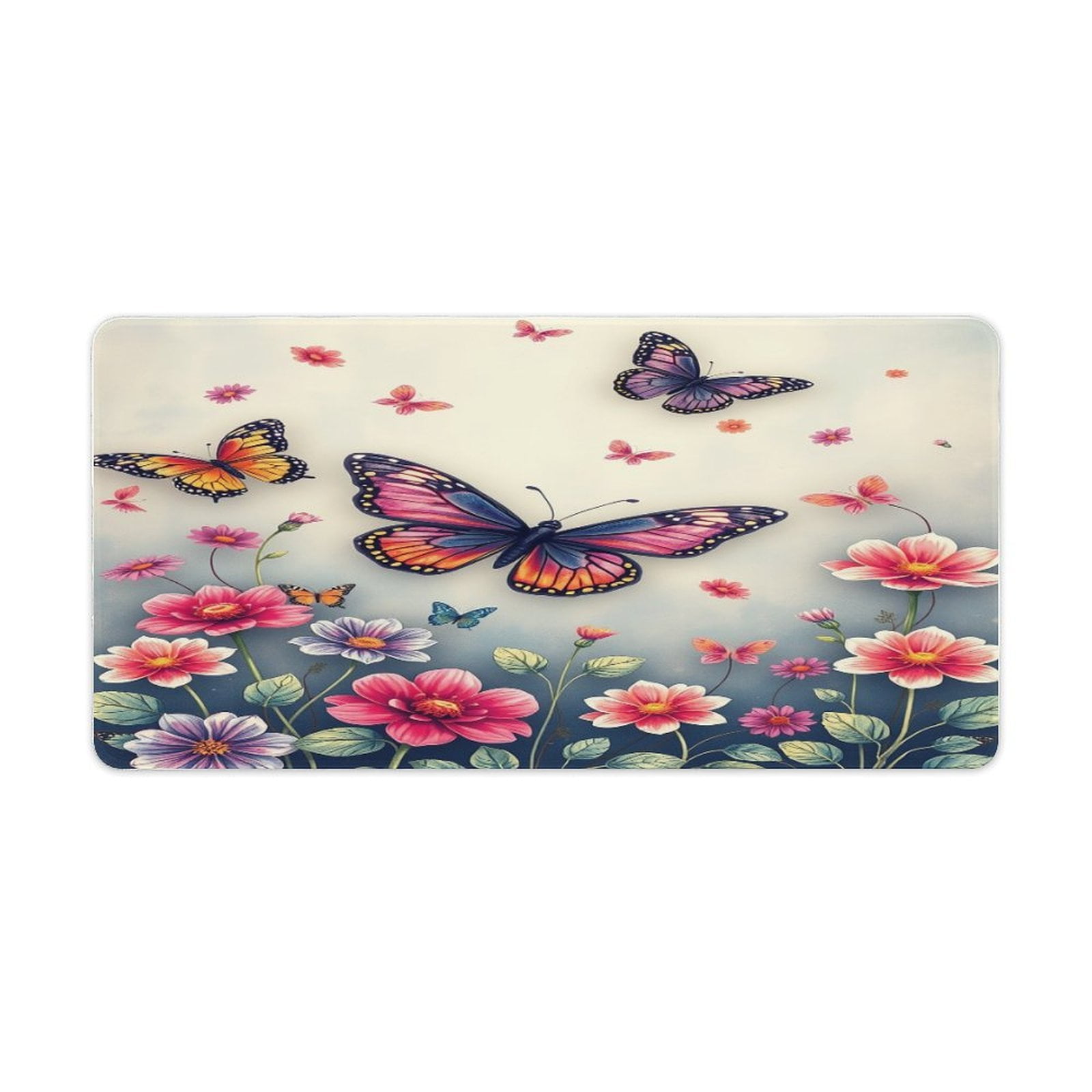 Butterflies Flowers Beauty Mousepad Gamer Desk Mat Large Keyboard Pad ...