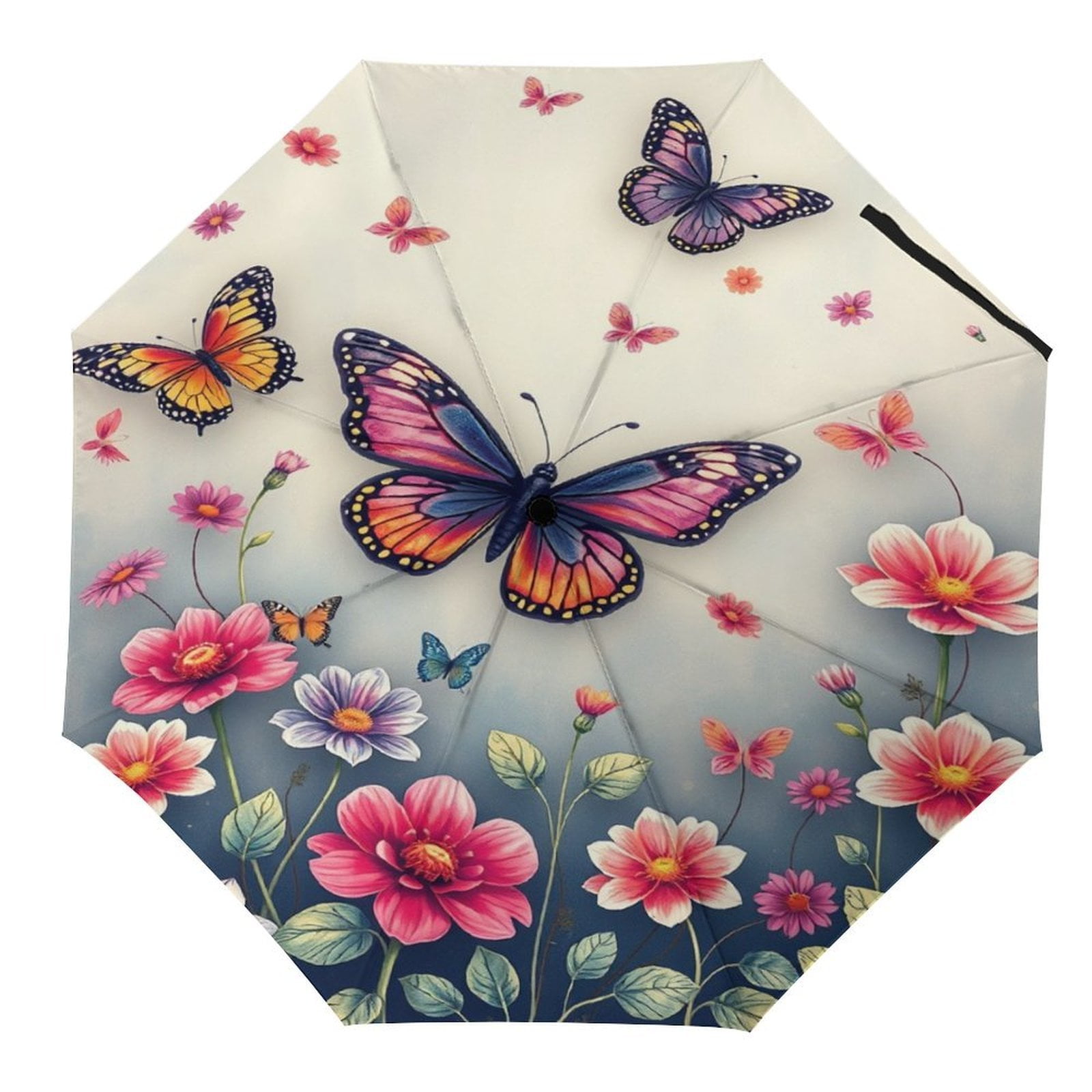 Butterflies Flowers Beauty Umbrella with UV Protection Casual ...