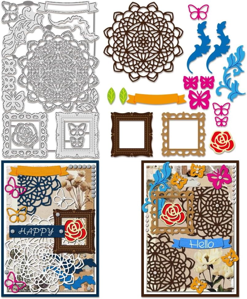 Butterflies Flowers Cutting Dies, Lace Frame Carbon Steel Template ...