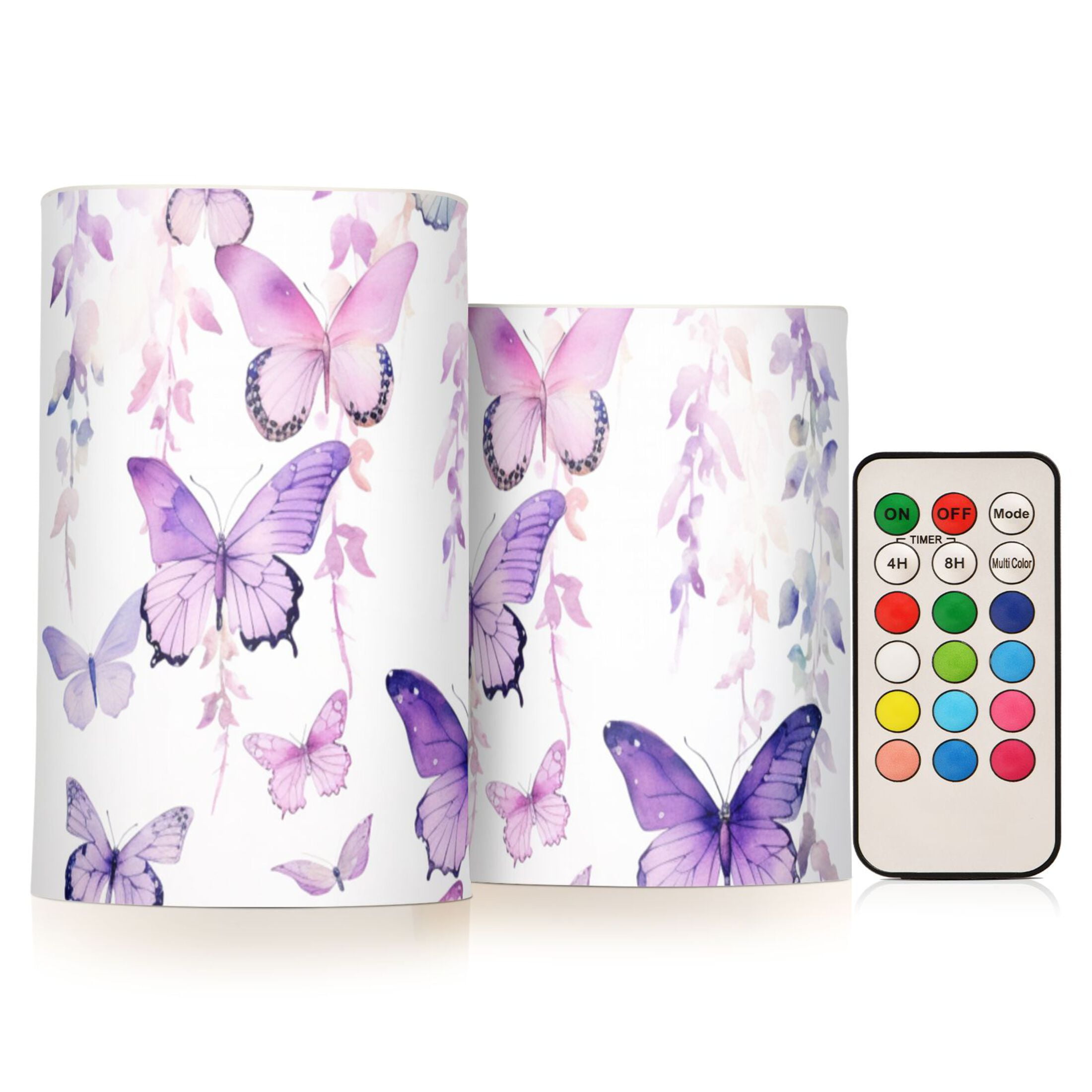 Butterflies Flowers Floral Flameless Candles LED Lights Battery ...