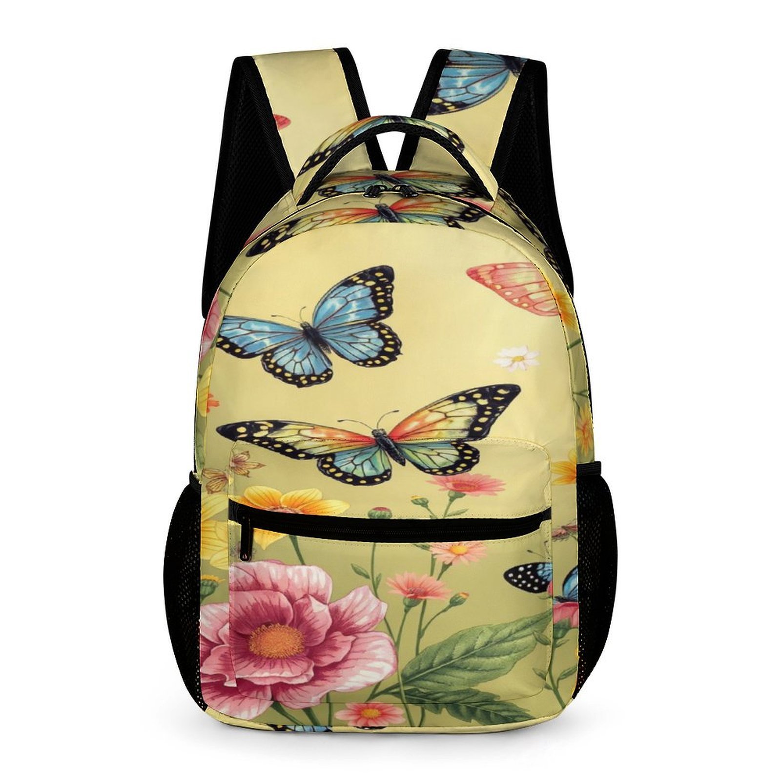 Butterflies Flowers Garden Travel Canvas Laptop Backpack For Women Men ...