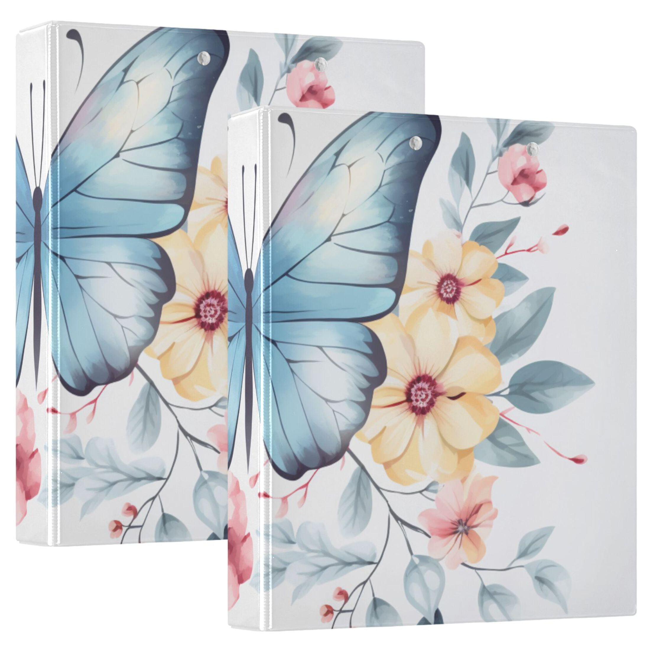 Butterflies Flowers Leaves 3 Ring Binders 1.5 inch Hardcover File ...