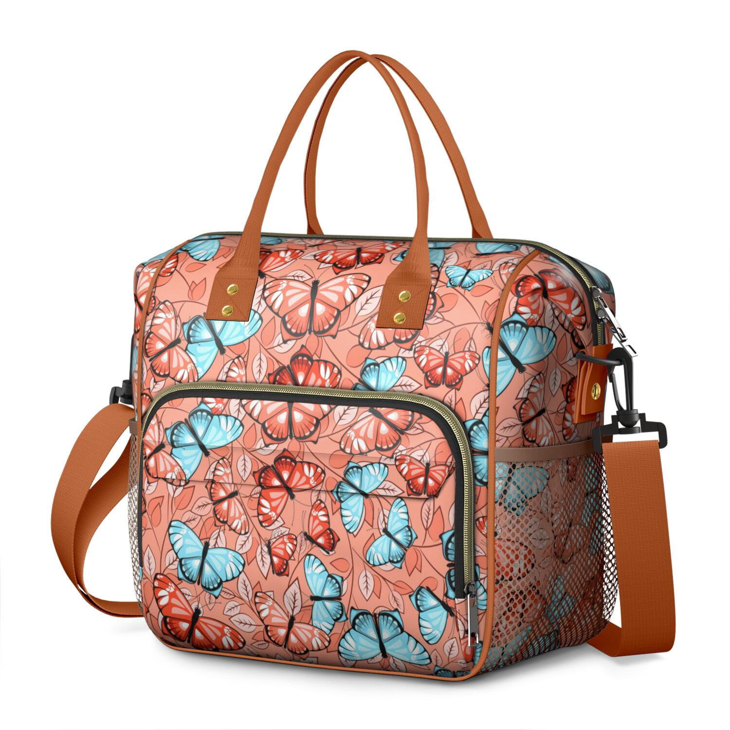 Butterflies and Flowers Lunch Bag – Leakproof Insulated Cooler Tote ...
