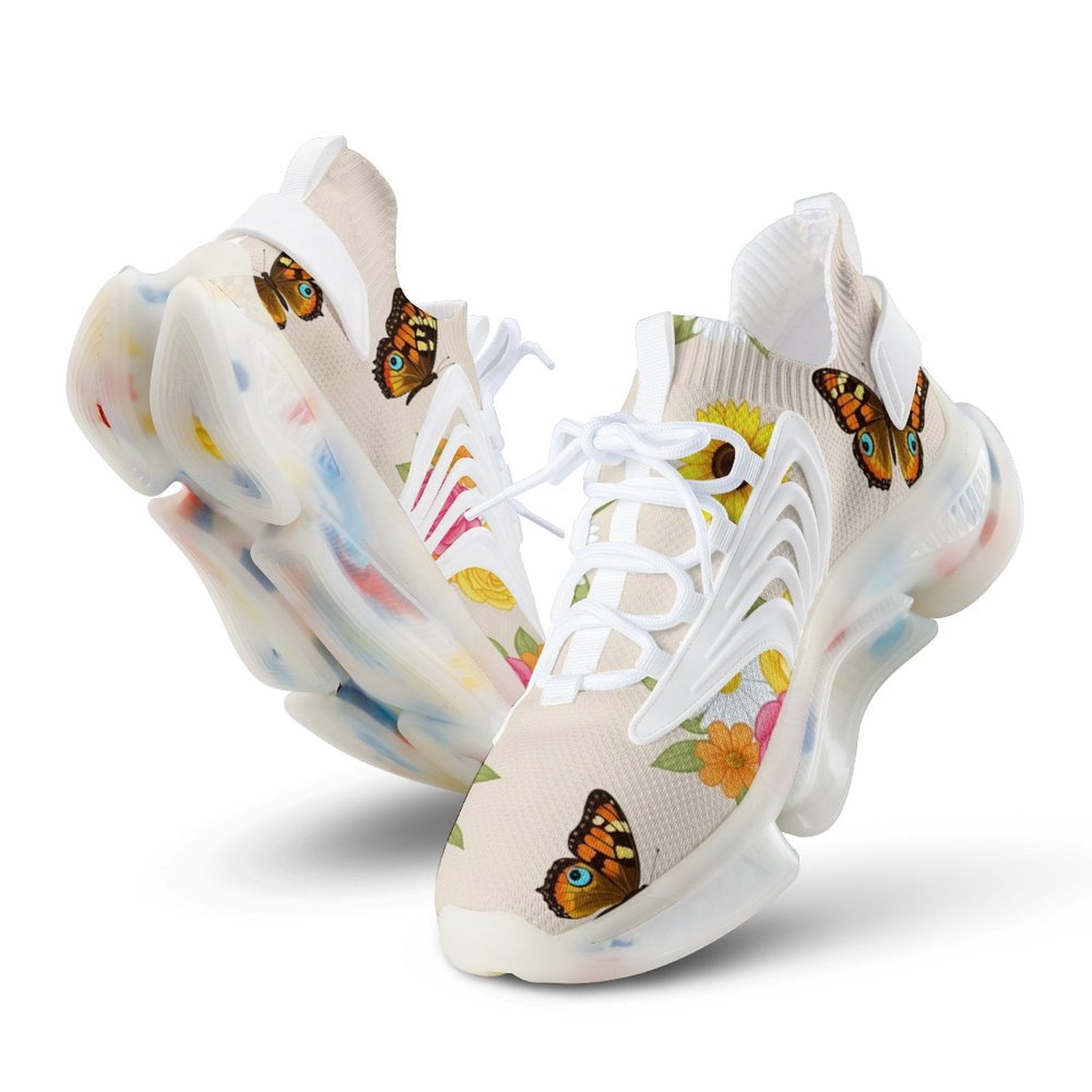 Butterflies Flowers Summer Floral Pattern Walking Shoes for Men Woman ...