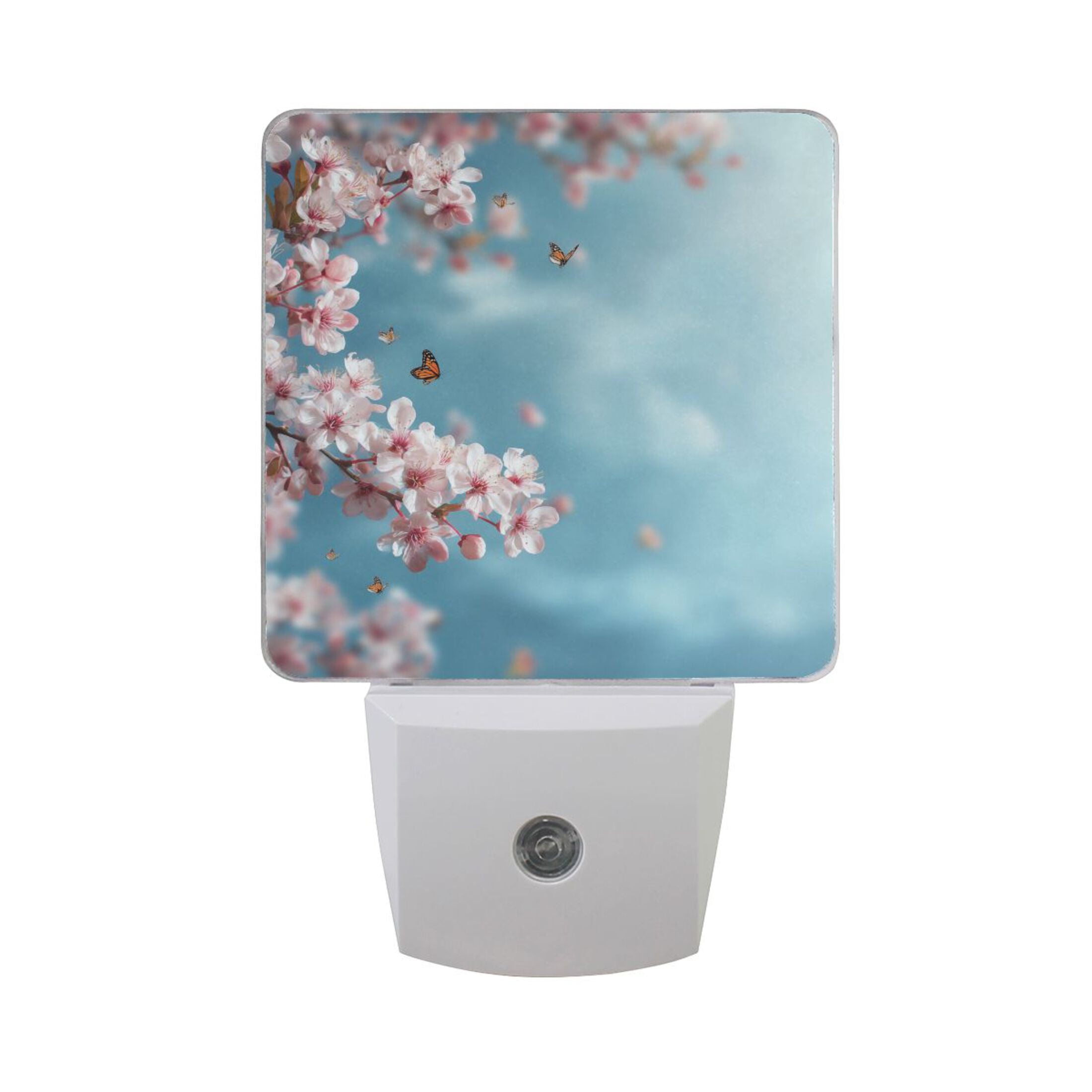 Butterflies Fluttering Among Cherry Blossom LED Night Light Sensor Lamp ...