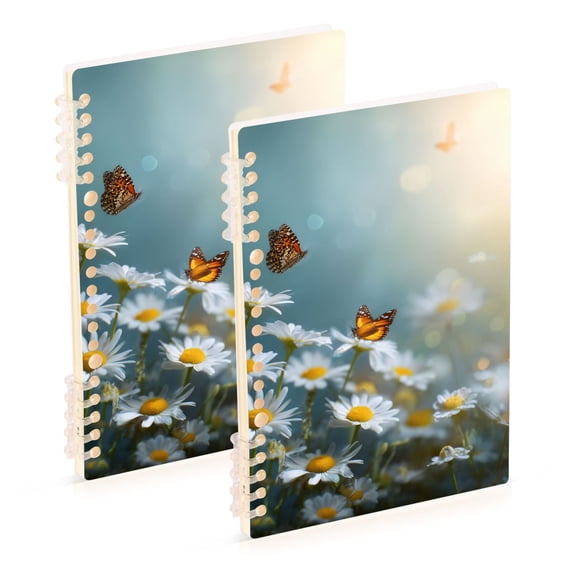 Butterflies Fluttering Through Field Of Daisies Notebook Detachable ...