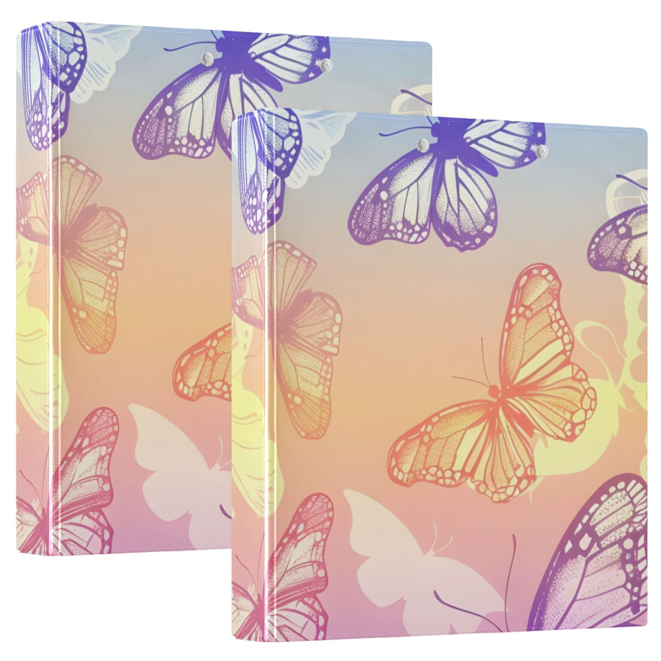 Butterflies Fly with Gradient Hardcover 3 Ring Binder 1.5 inch Round ...