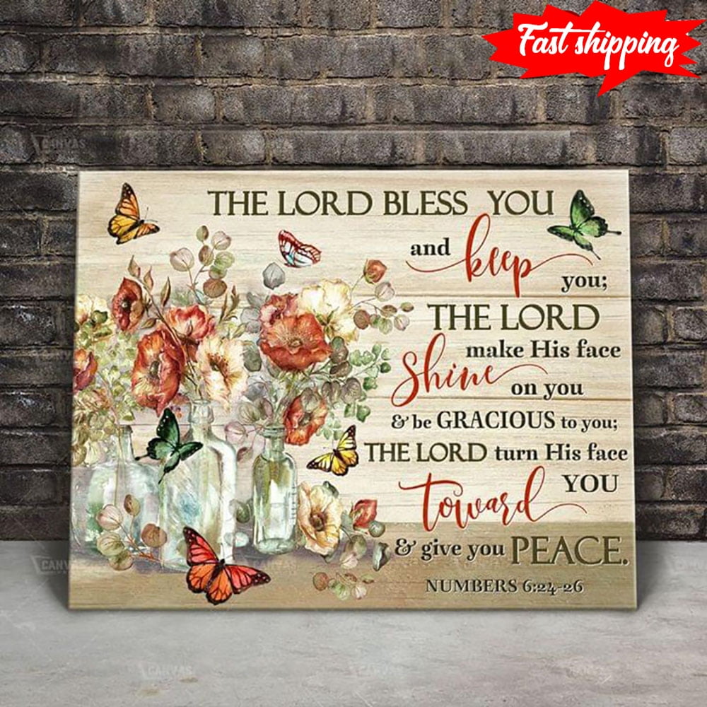 Butterflies Flying Around Flowers In Glass Vases Painting Numbers 624-26 The Lord Bless You And ...