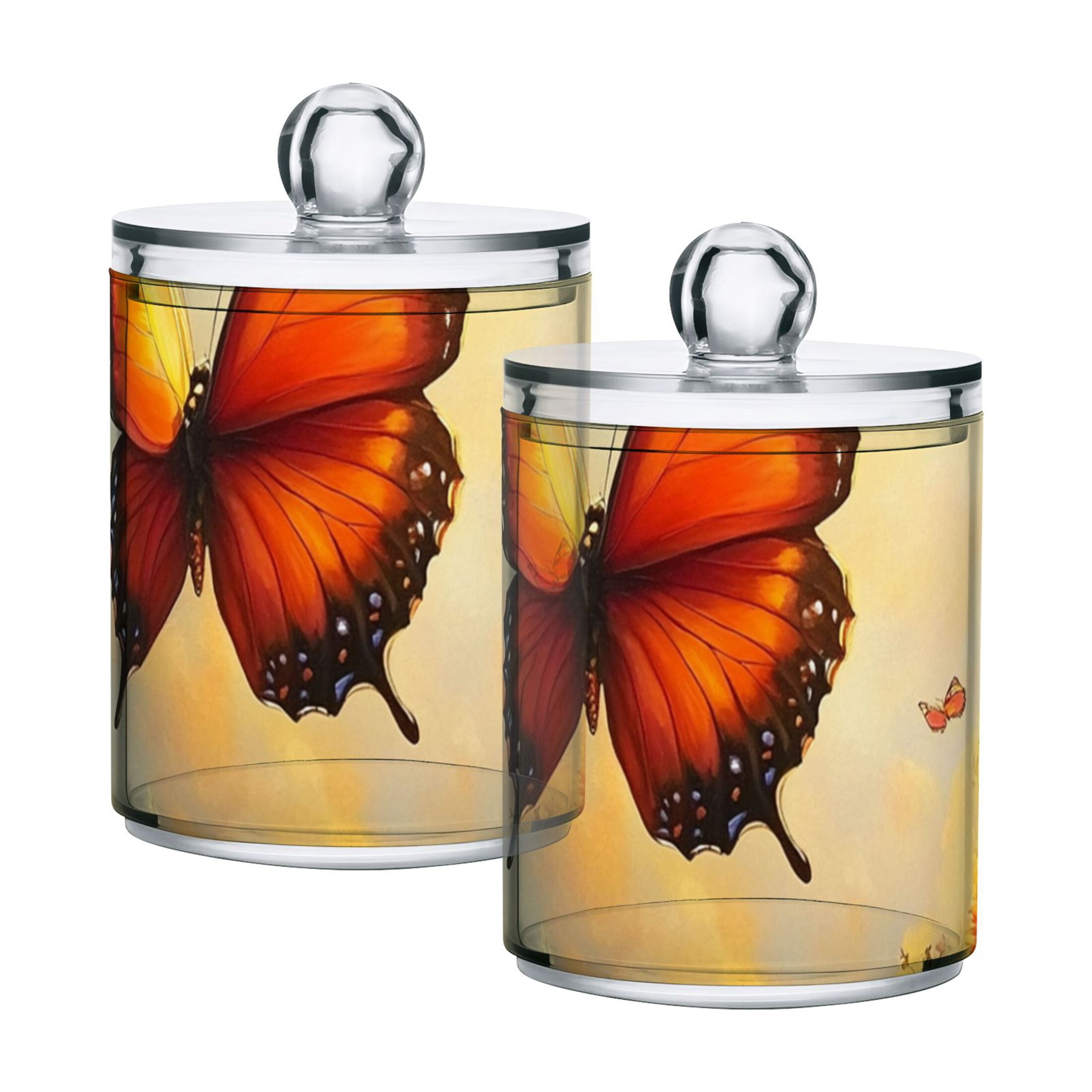 Butterflies Flying in Floral Field Translucent Plastic Cans Storage ...