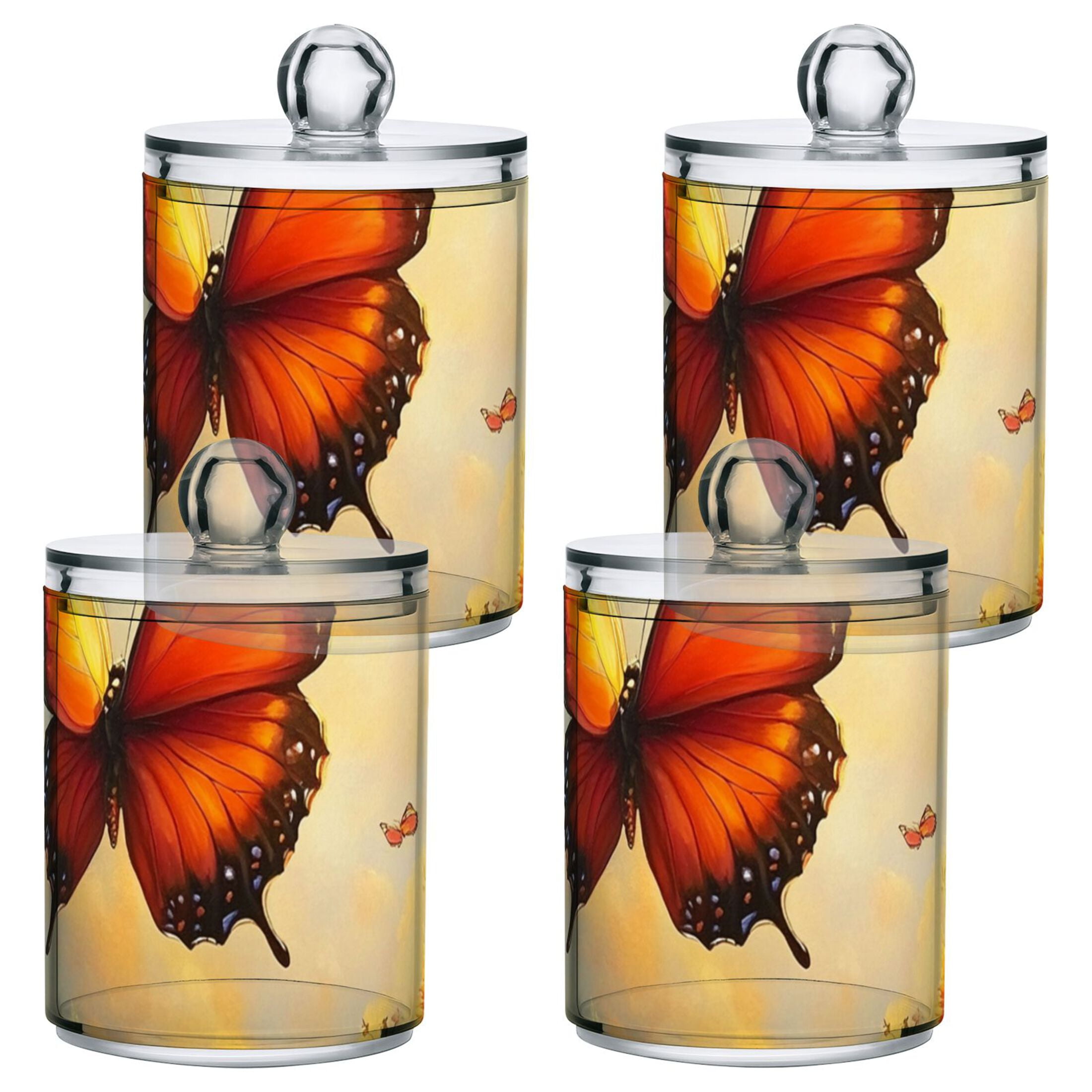 Butterflies Flying in Floral Field Translucent Plastic Cans Storage ...