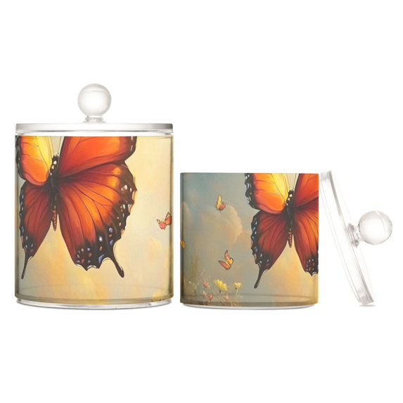 Butterflies Flying in Floral Field Translucent Plastic Cans Storage ...