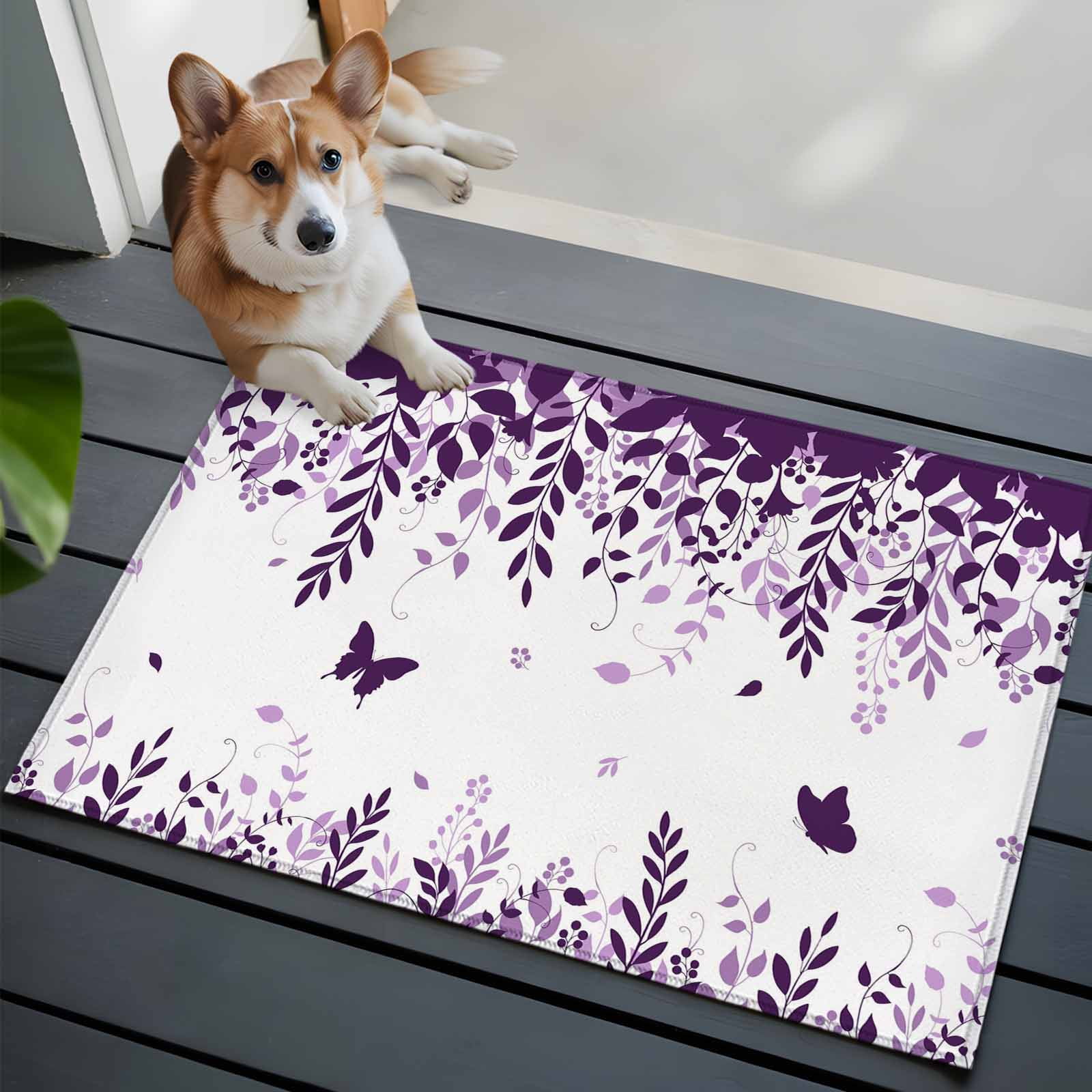 Butterflies Front Door Rugs 2x3 ft Spring Purple Butterfly Falling Leaf ...