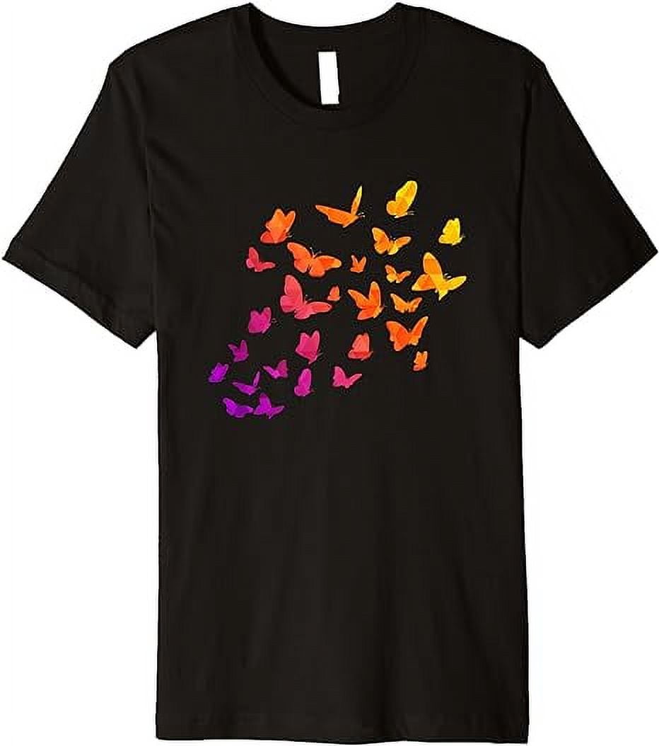 Butterflies Geometric Colorful Butterfly Pattern Silhouette Premium T ...