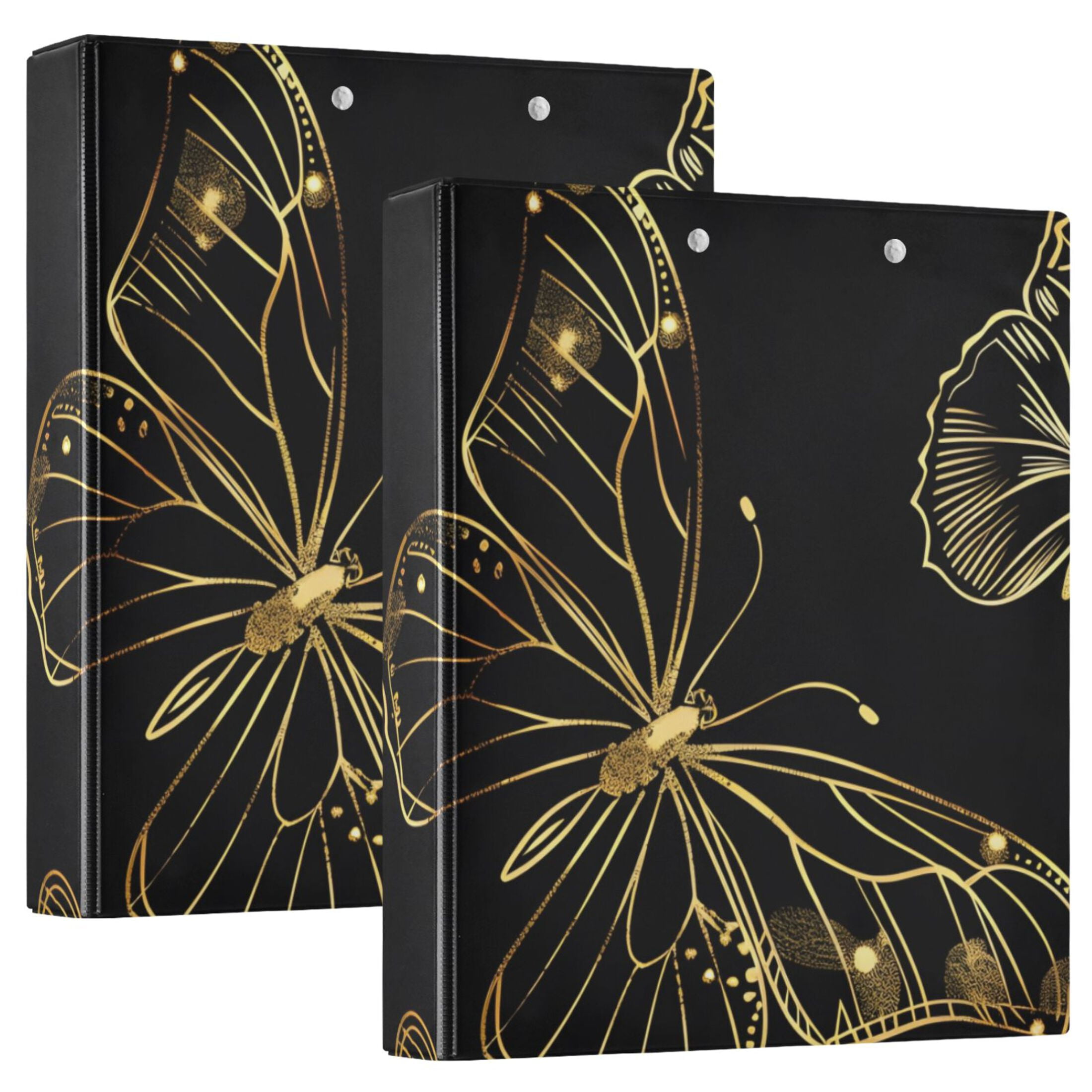 Butterflies Golden Outline 3 Ring Hardcover Binders 1.5" Round Rings ...
