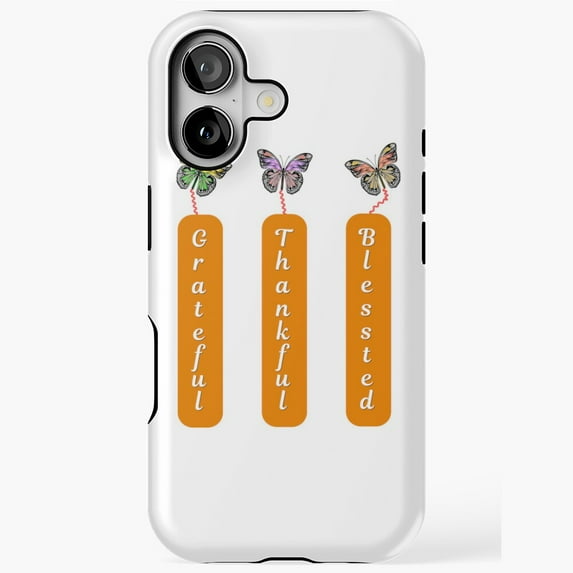 Butterflies Grateful Thankful Blessed Orange Art Case for iPhone 11-17 ...