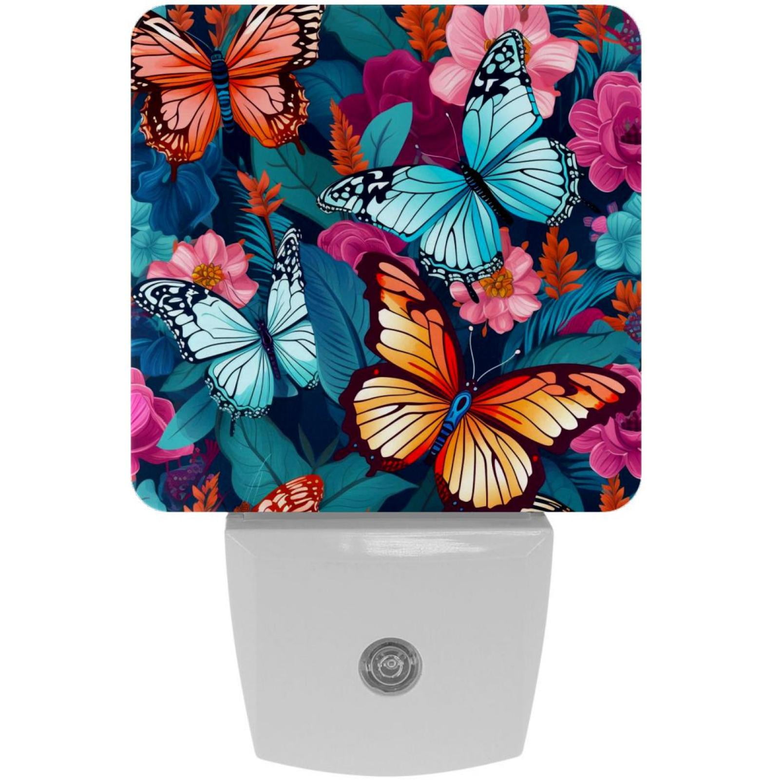 Butterflies LED Square Night Lights - Modern Design, Soft Glow, Energy ...