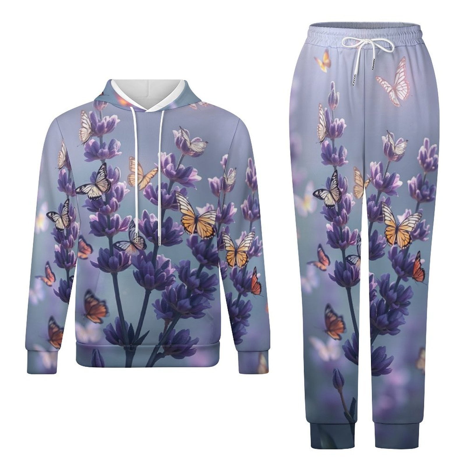 Butterflies Lavender Blooms(3) Hoodie And Pants Set Tracksuit Men Women ...