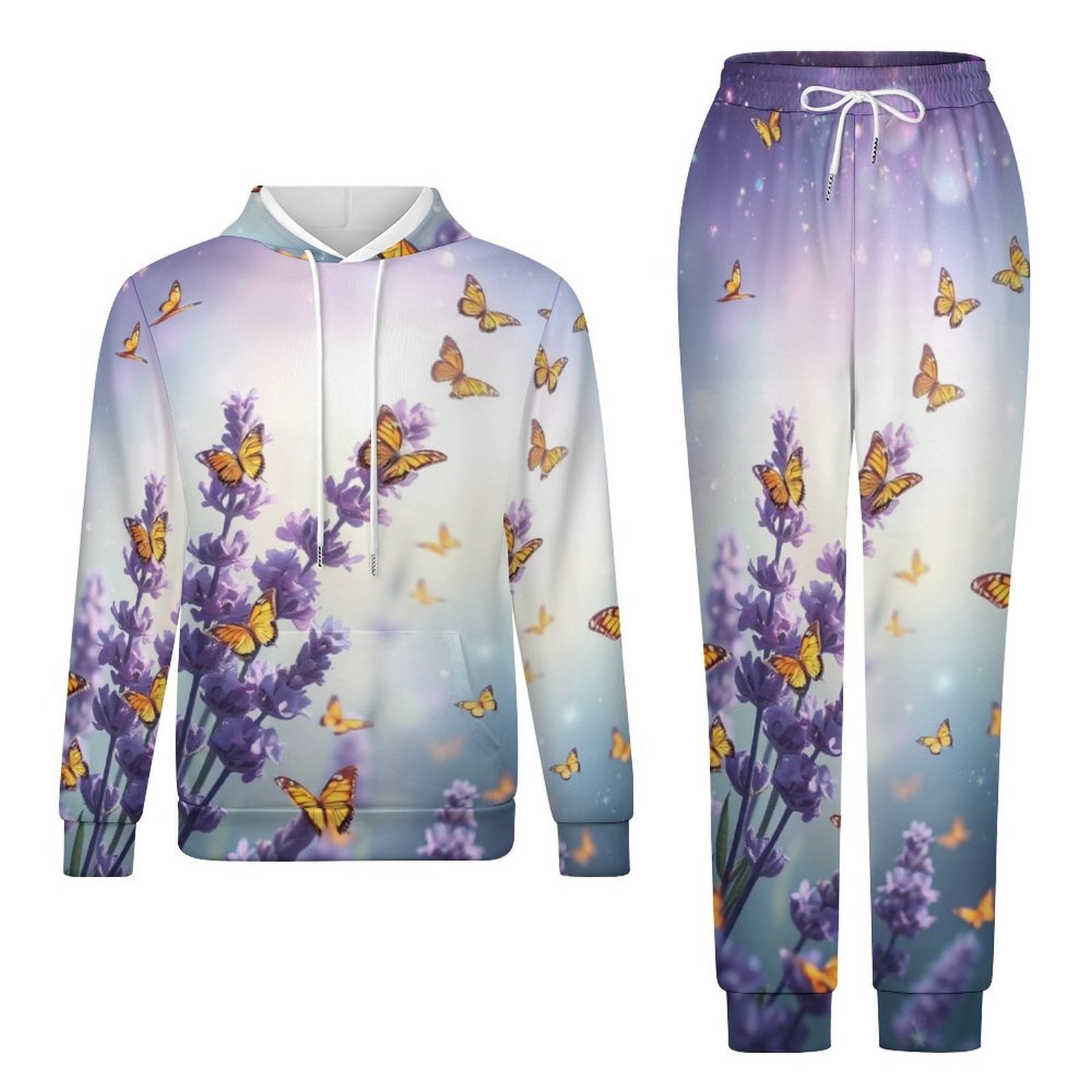 Butterflies Lavender Dream(2) Hoodie + Pants Suit Cool Men/Women 2 Pcs ...