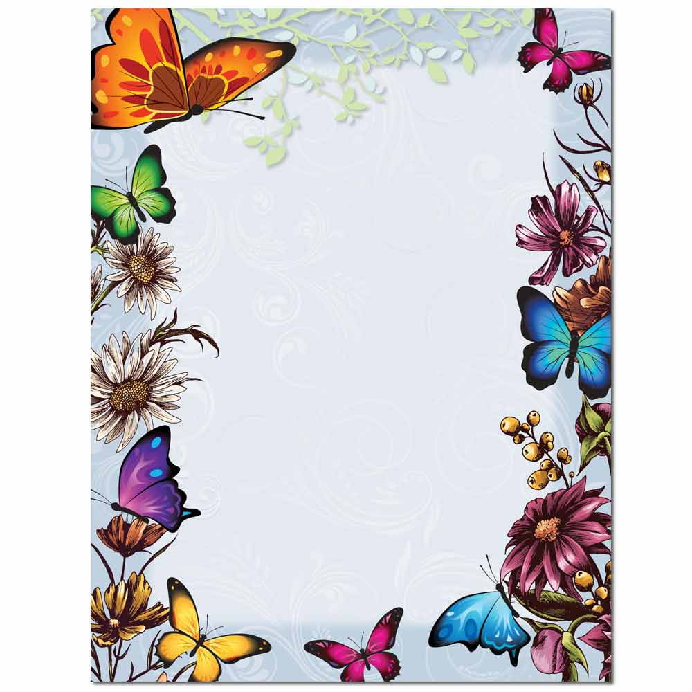 Butterflies Letterhead Laser & Inkjet Printer Paper, 100 Sheet Pack ...