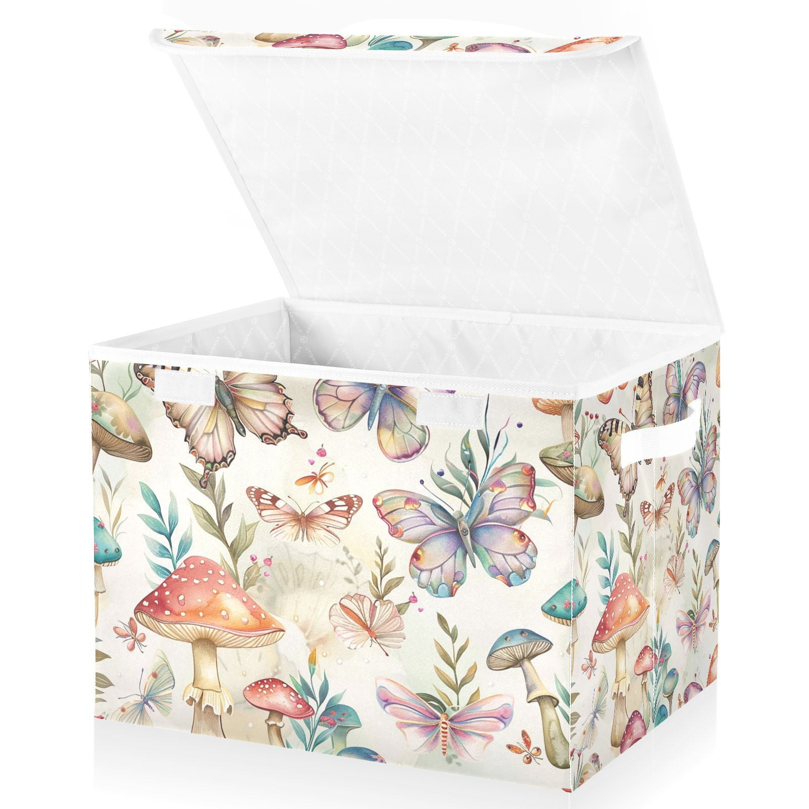 Butterflies Mushrooms Storage Basket for Shelves Foldable Container ...