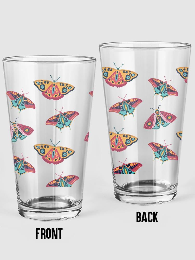 Butterflies Pattern Pint Glass -Smartprints Designs, 16 oz Transparent ...