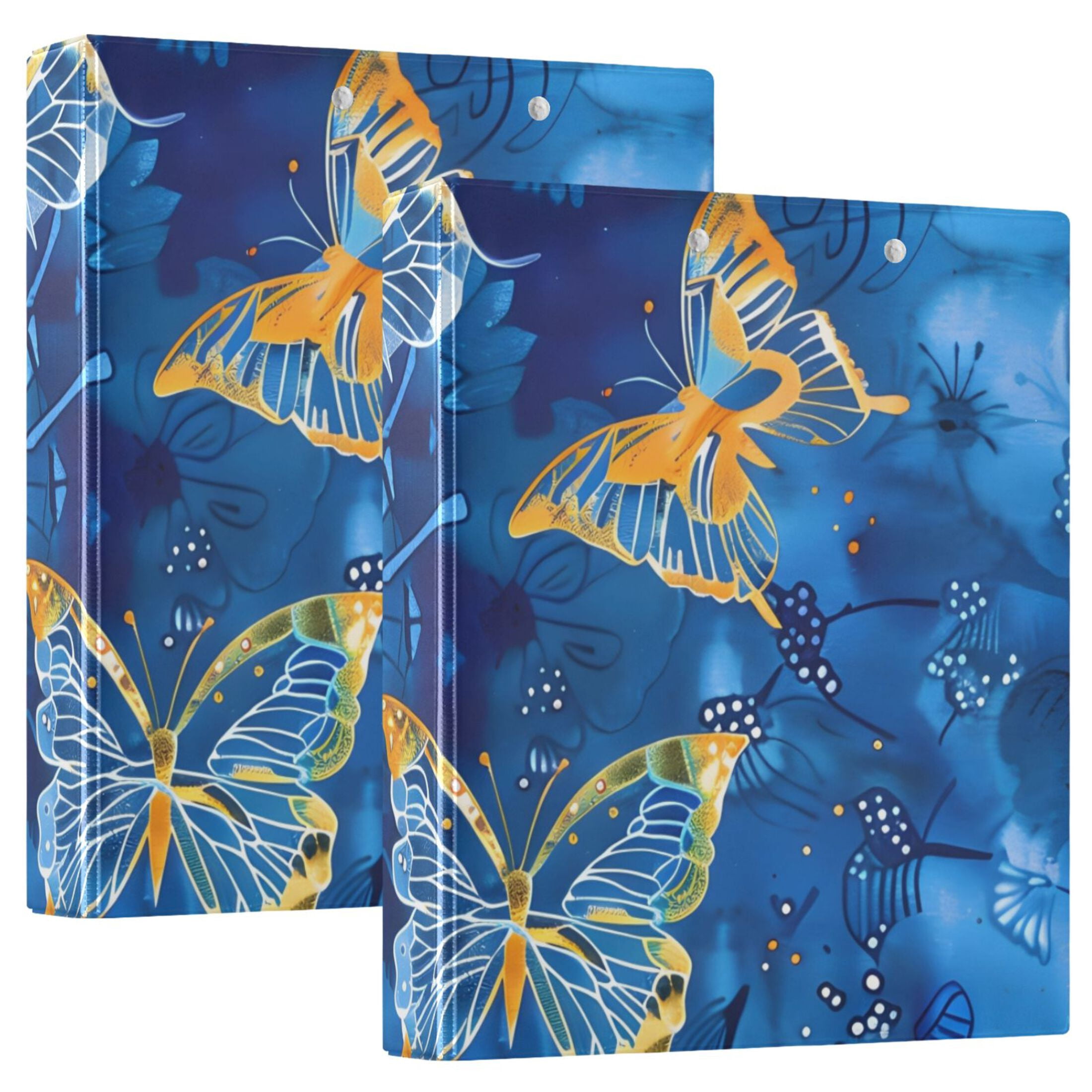 Butterflies Patterns Batik Dye Round Ring Binder 3 Rings 1.5" Capacity ...