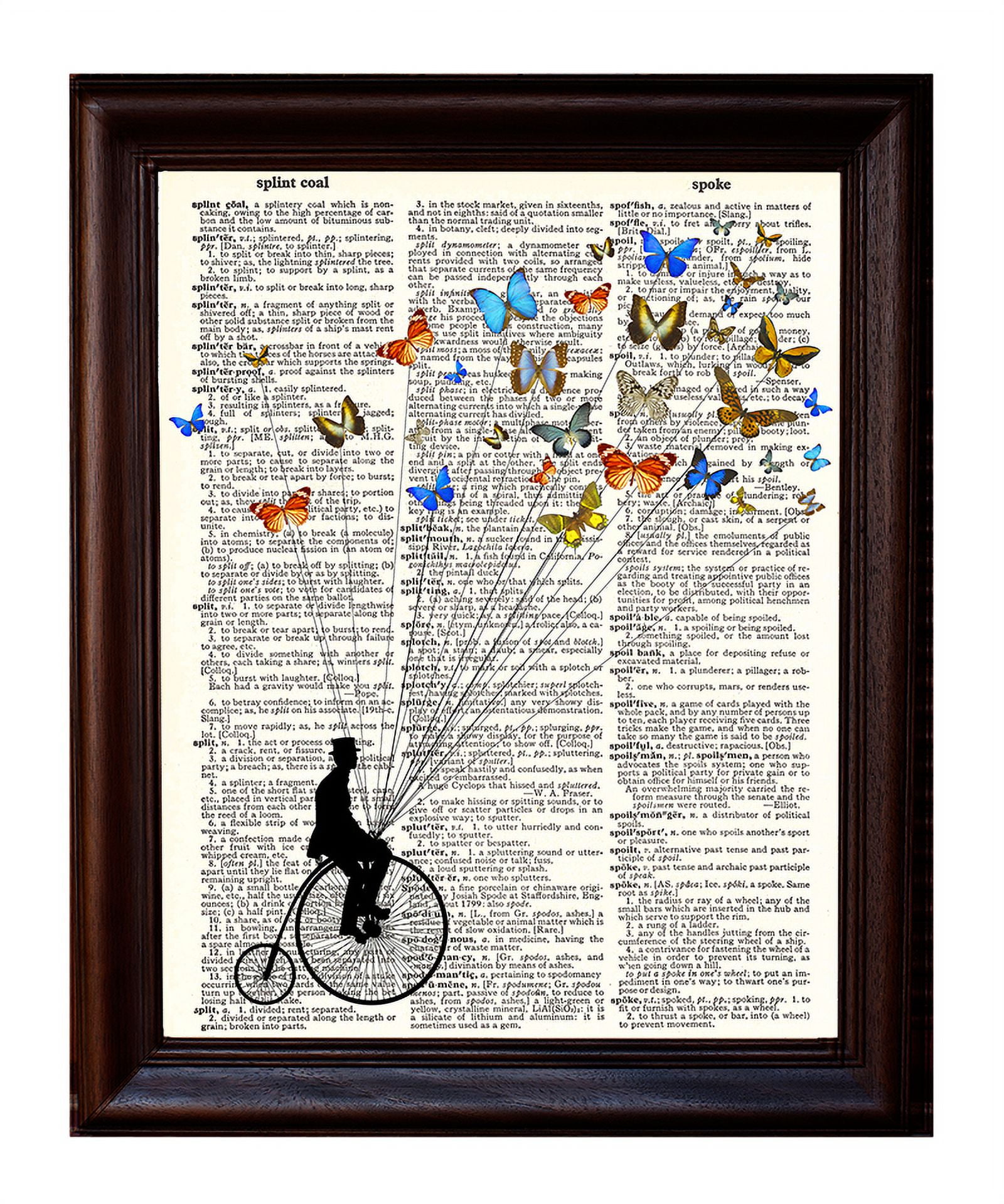Butterflies Penny Farthing - Dictionary Art Print Printed On Authentic ...