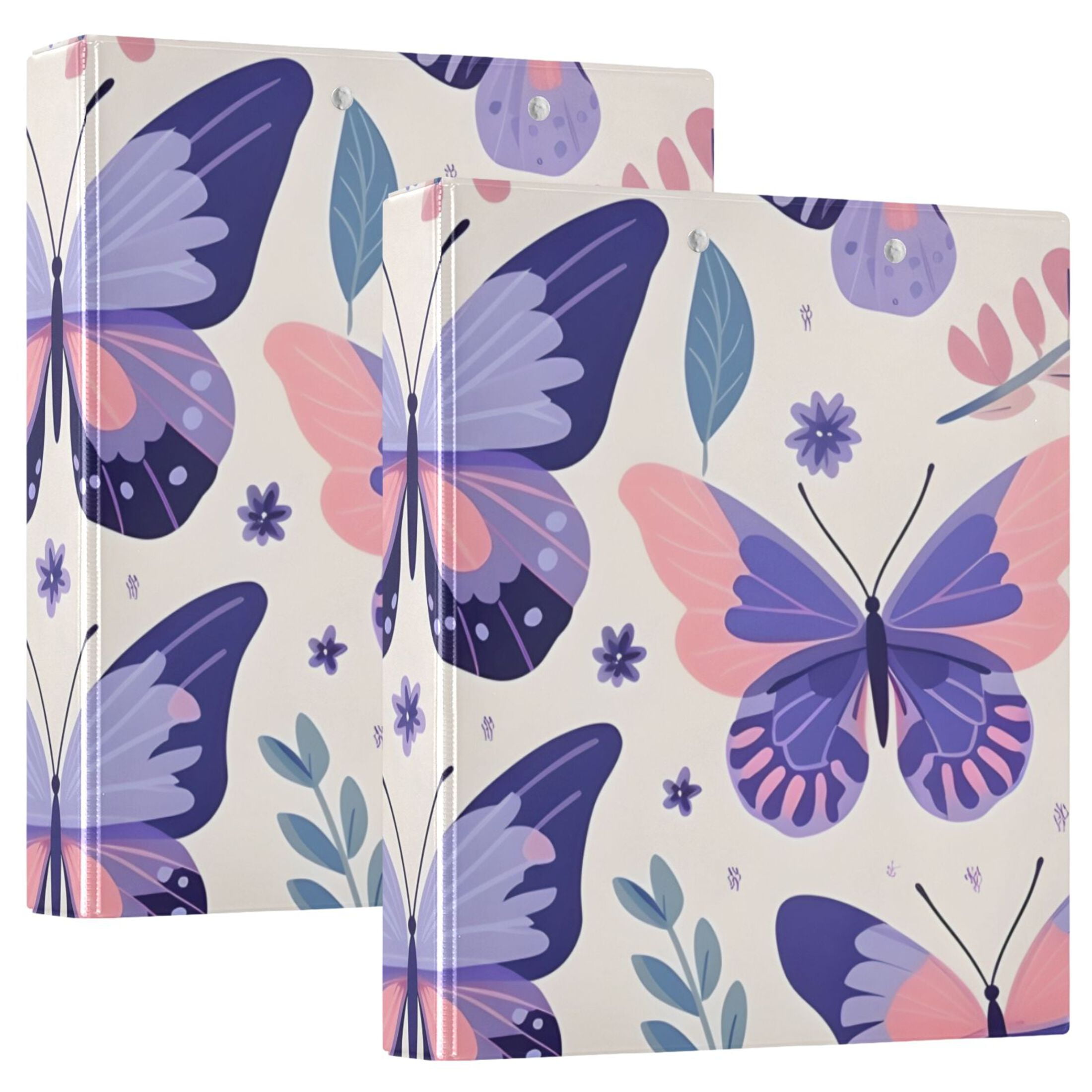 Butterflies Purple Hardcover 3 Ring Binder 1.5 inch Round Rings with ...