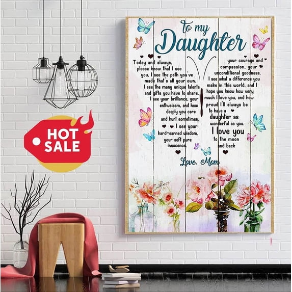Butterflies Shaped Flower To My Daughter Poster Home Decor Vintage Art ...