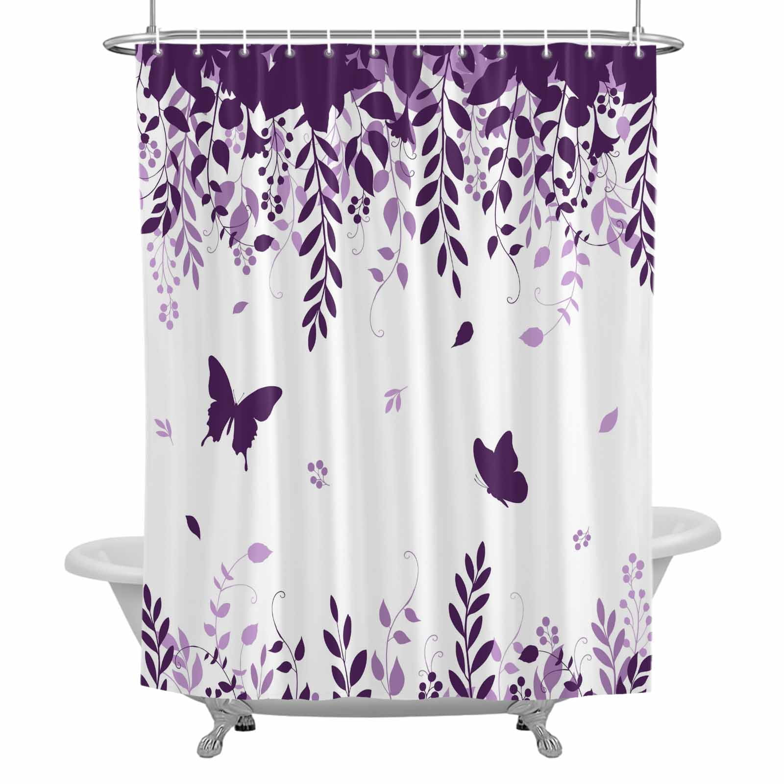 Butterflies Shower Curtain for Bathroom, Spring Purple Butterfly ...