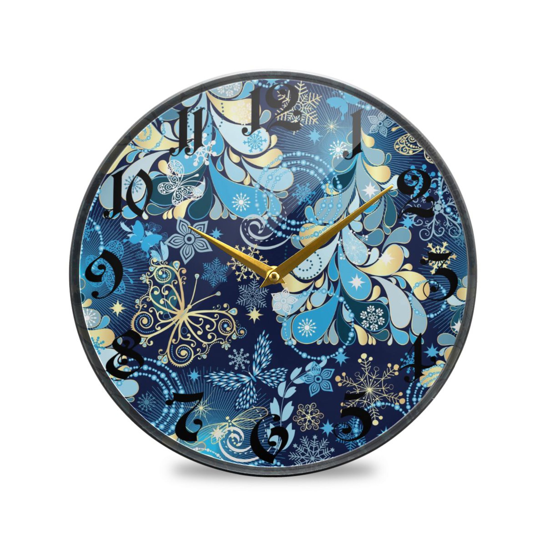 Butterflies Snowflakes and Dragonflies Acrylic Wall Clocks Quiet Round ...