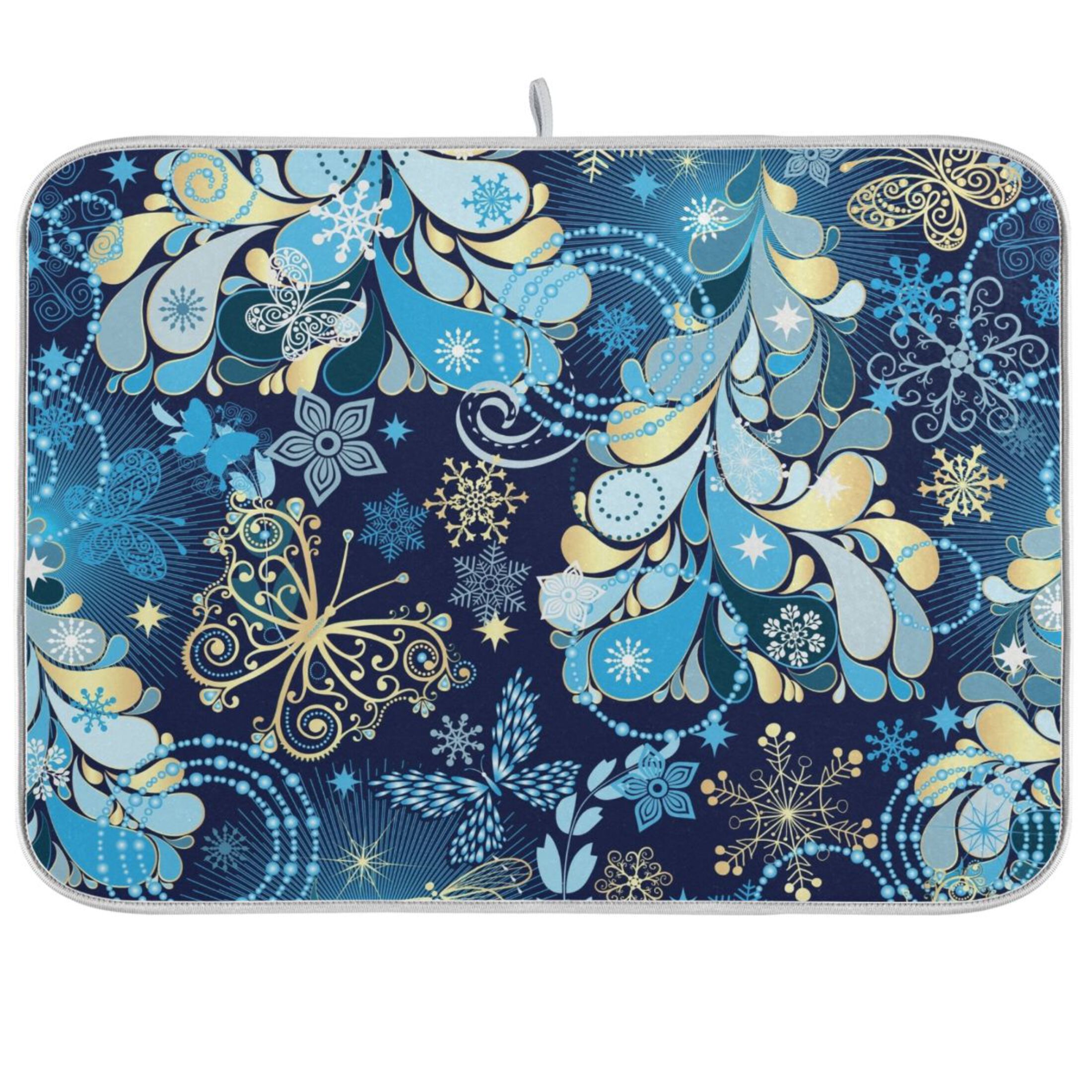 Butterflies Snowflakes and Dragonflies Dish Drying Mat Microfiber ...