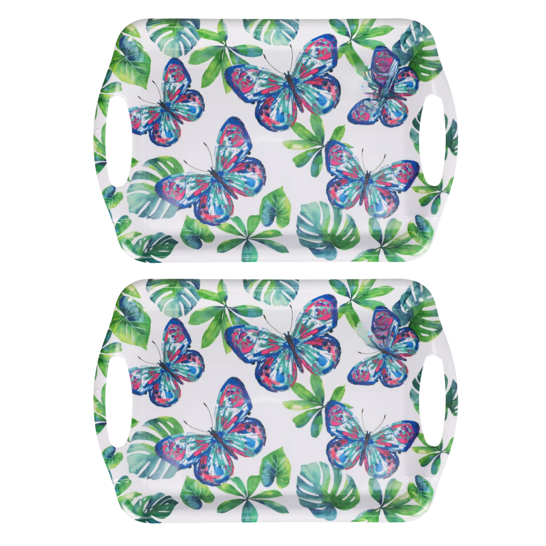 Butterflies Summer Print Trays with Handles 16x10 in for Fruit Dessert ...