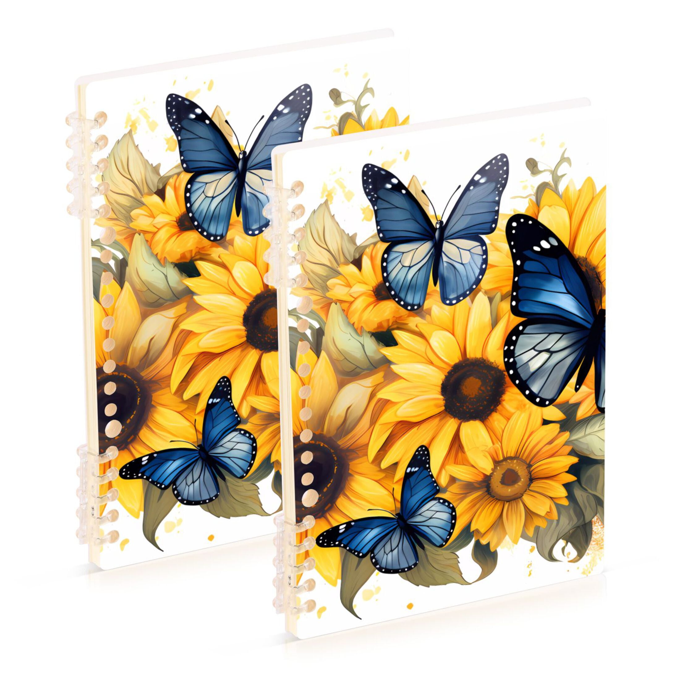 Butterflies Sunflowers Ring Binder Notebook Journey Note Diary College ...