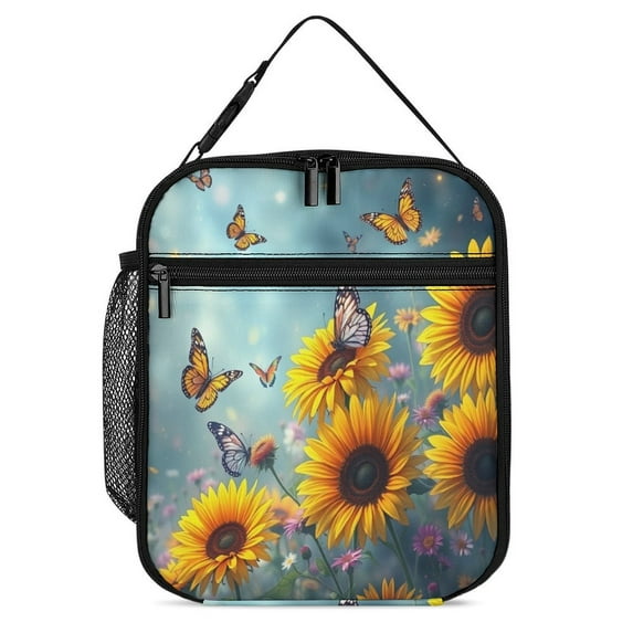 Butterflies Sunflowers Summer Lunch Bag Thermal Bag Lunch Container ...