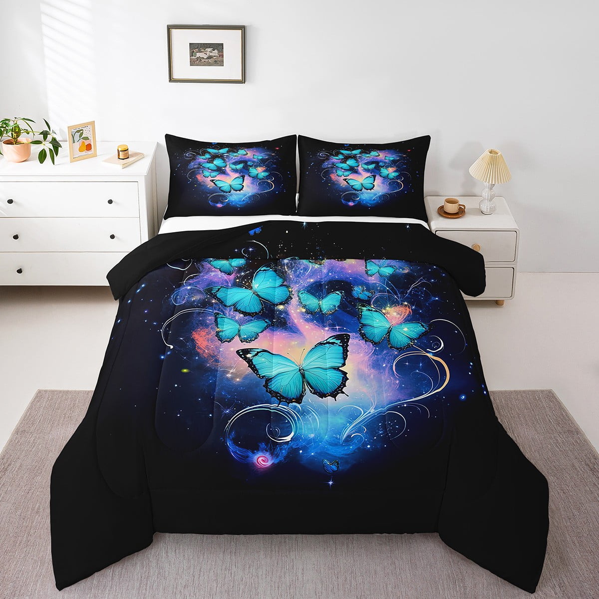 Butterflies Toddler Bedding Set,Beautiful Butterfly Galaxy Lightweight ...