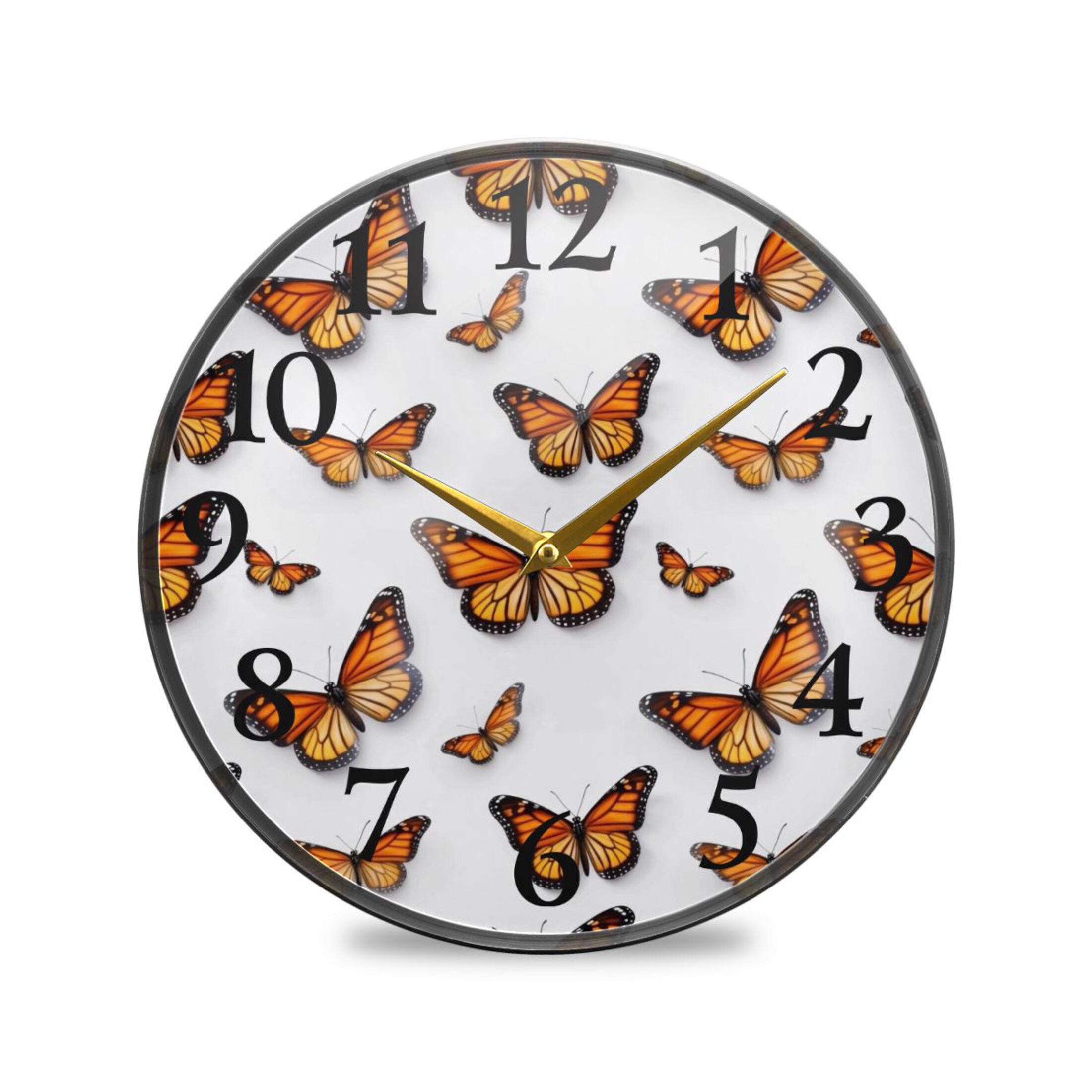 Butterflies Wall Clocks Battery Operated 11.9 Inch Round Clock Acrylic ...