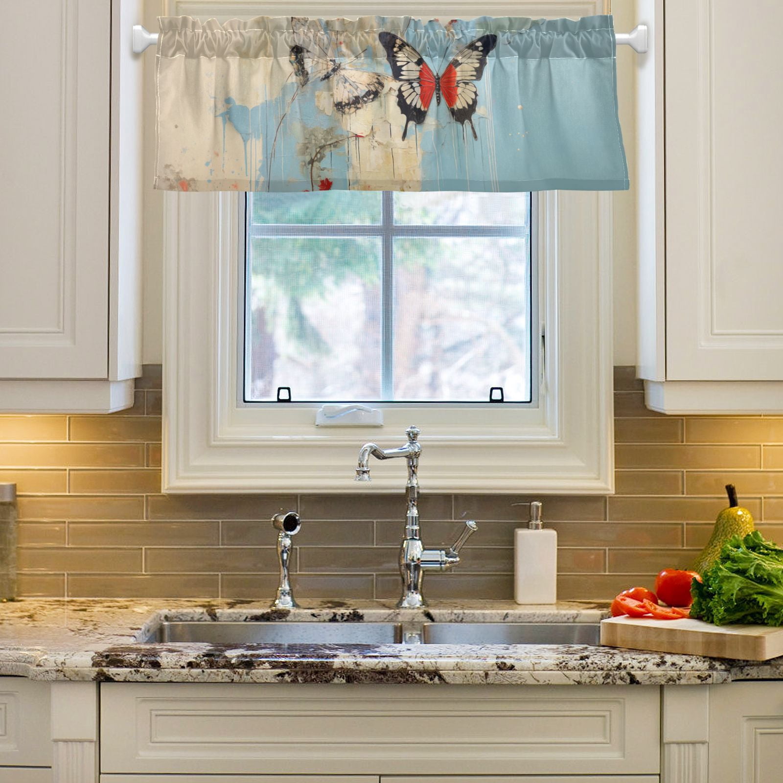 Butterflies Wall Curtain Valances Farmhouse Design Window Treatment ...