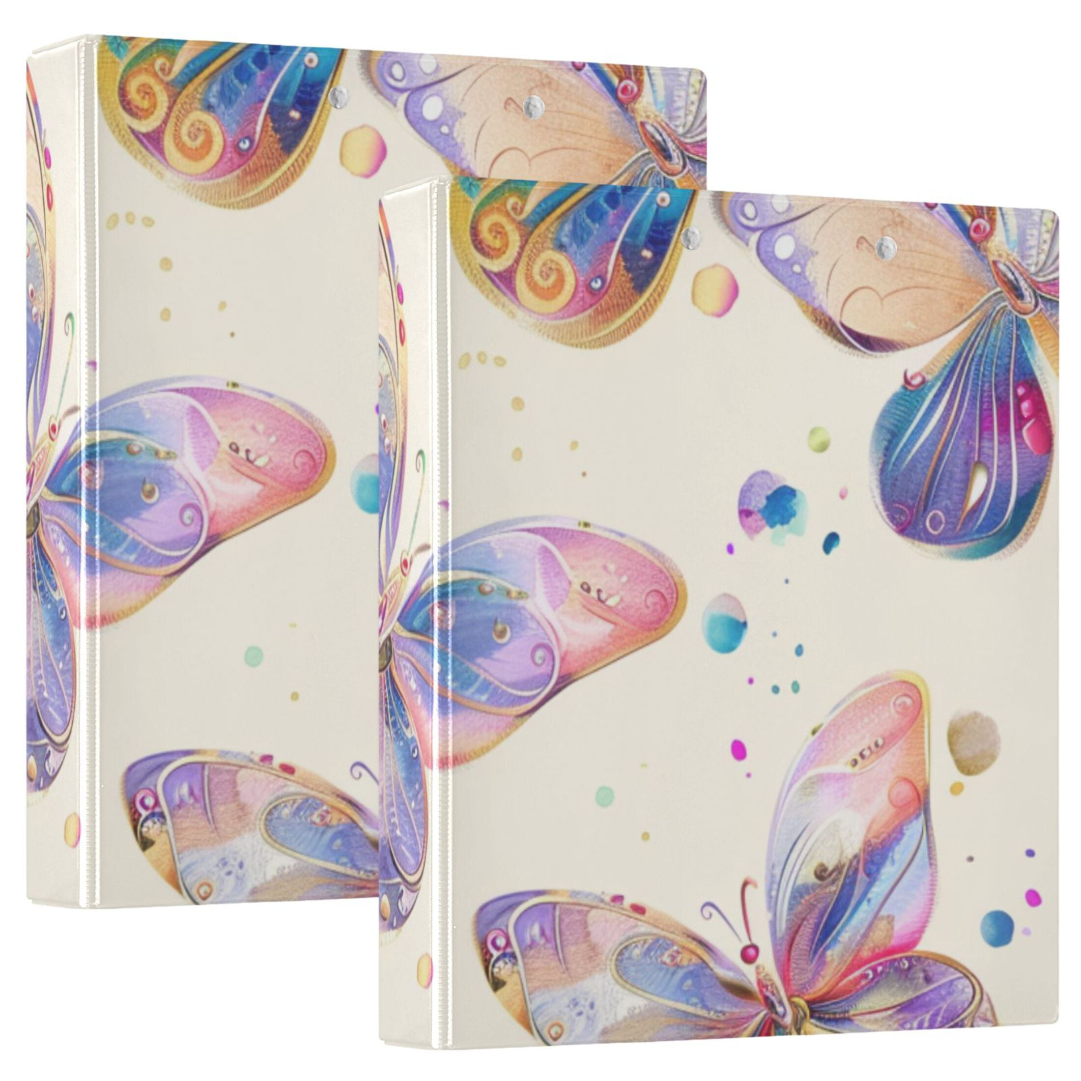 Butterflies Watercolor 3 Ring Binders 1.5 inch Hardcover File Folders ...