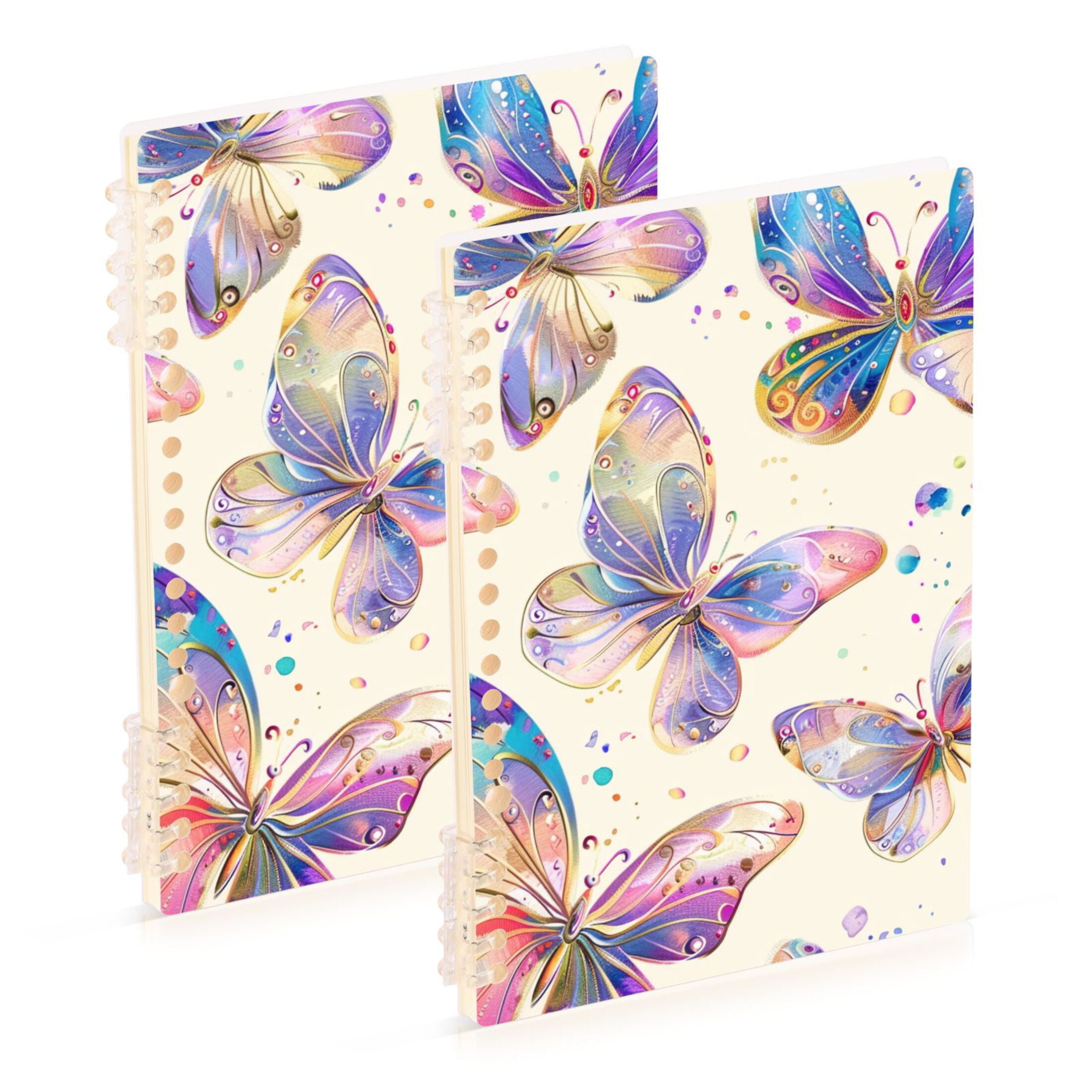 Butterflies Watercolor Ring Binder Notebook Journey Note Diary College ...