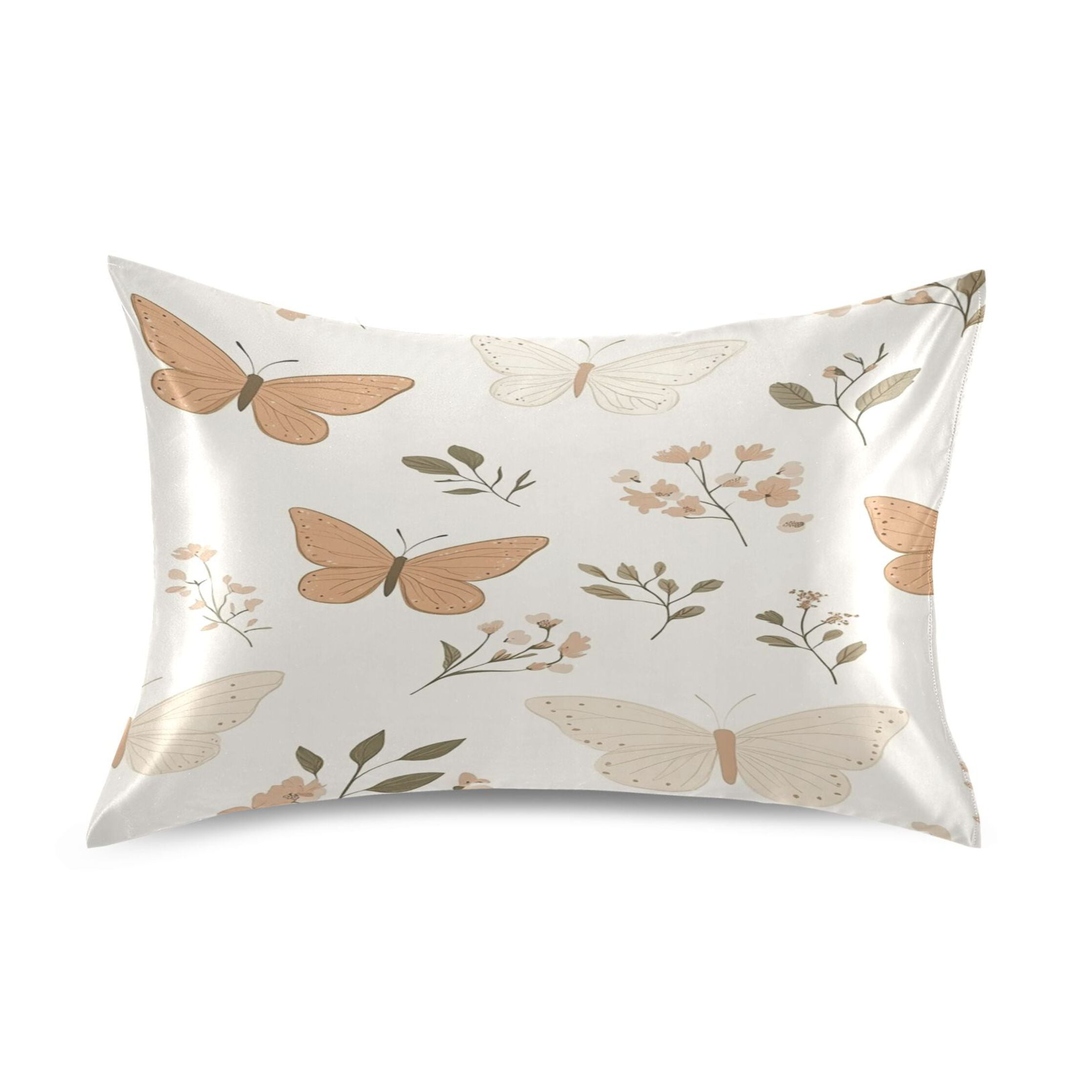 Butterflies and Botanicals Satin Pillowcase 20''x40'' Double-Sided ...