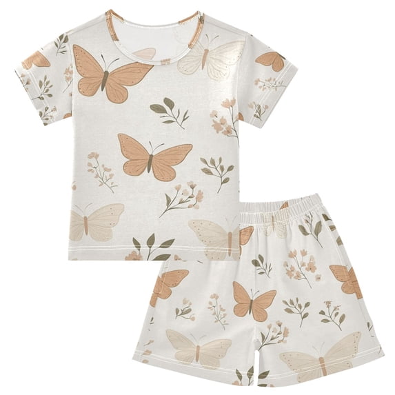 Butterflies and Botanicals Summer Pajama Set Soft Cotton Short Sleeve ...